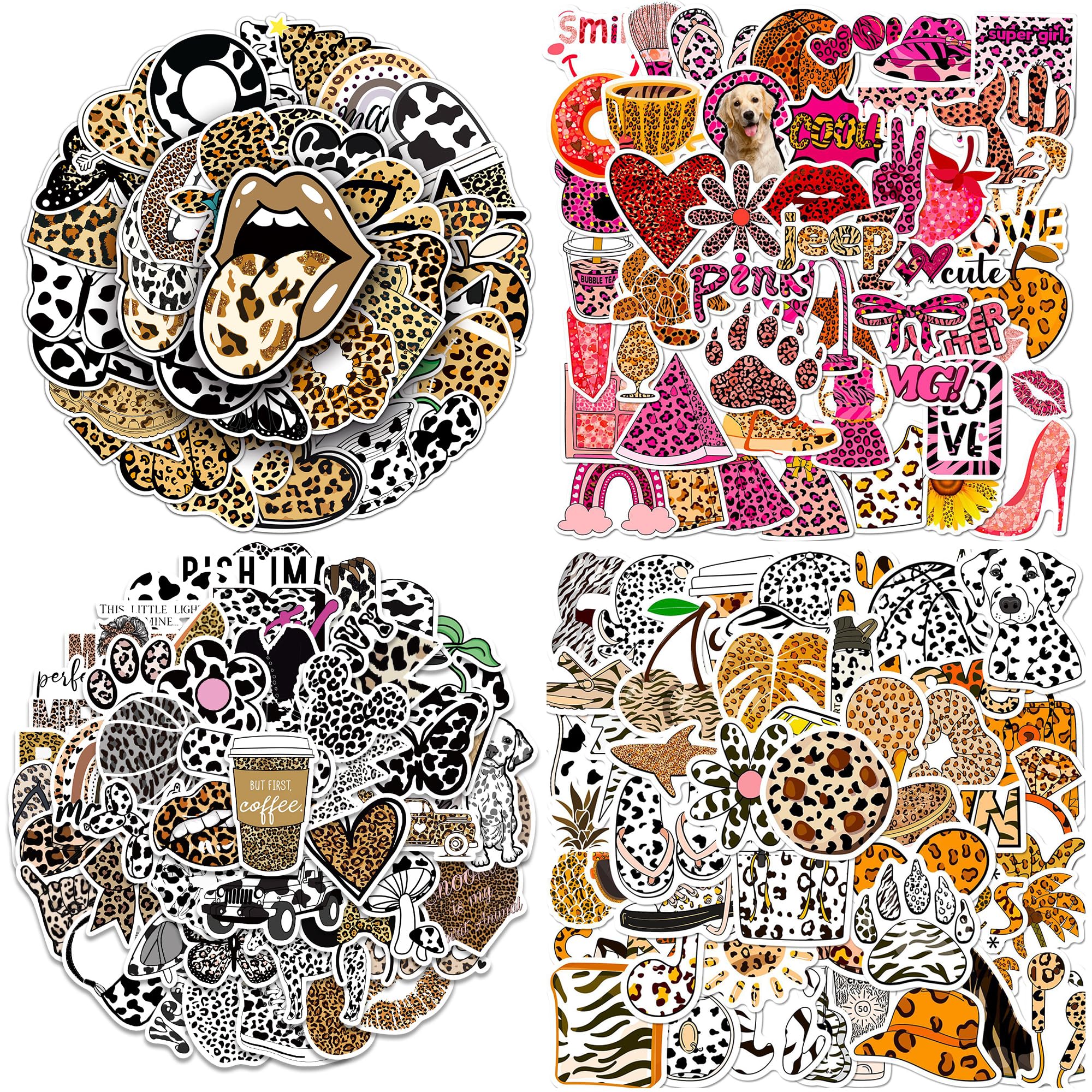 Amazon.com: 200 Pcs Leopard Print Stickers Cute Black White Leopard ...