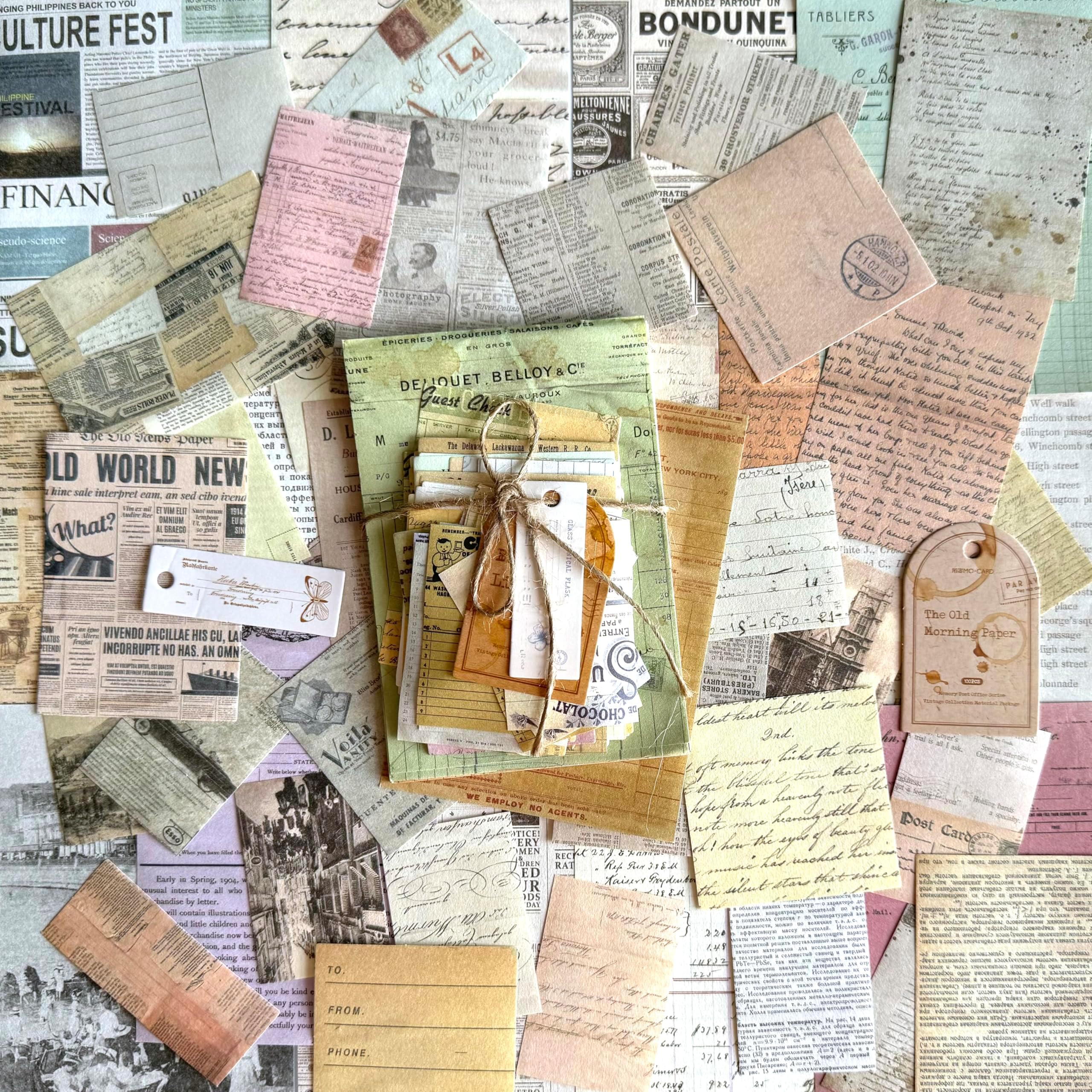 Amazon.com : 200 Sheets Vintage Newspaper Tickets Scrapbook Paper ...