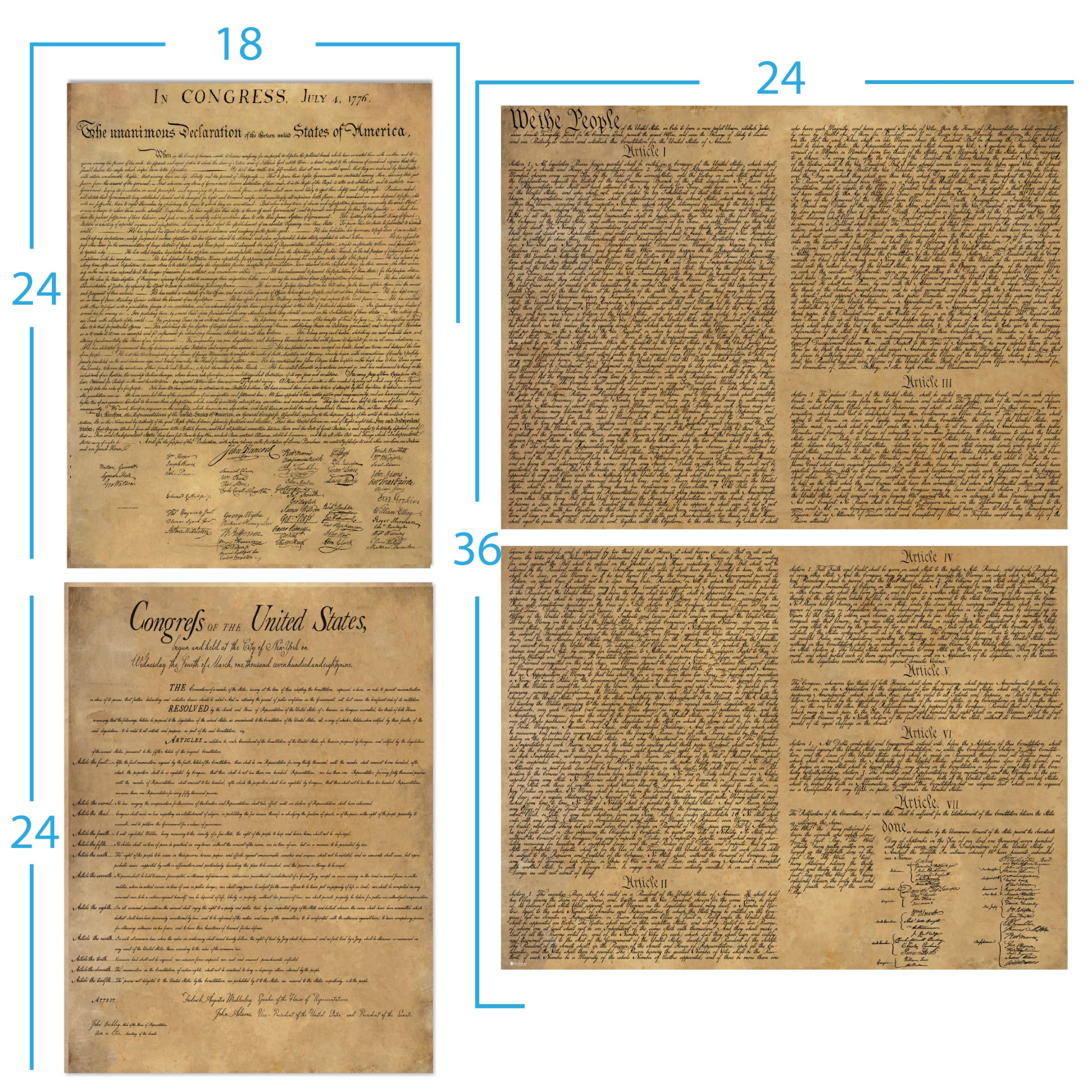 Snapklik.com : American Founding Documents Laminated 3 Pack EXTRA LARGE ...