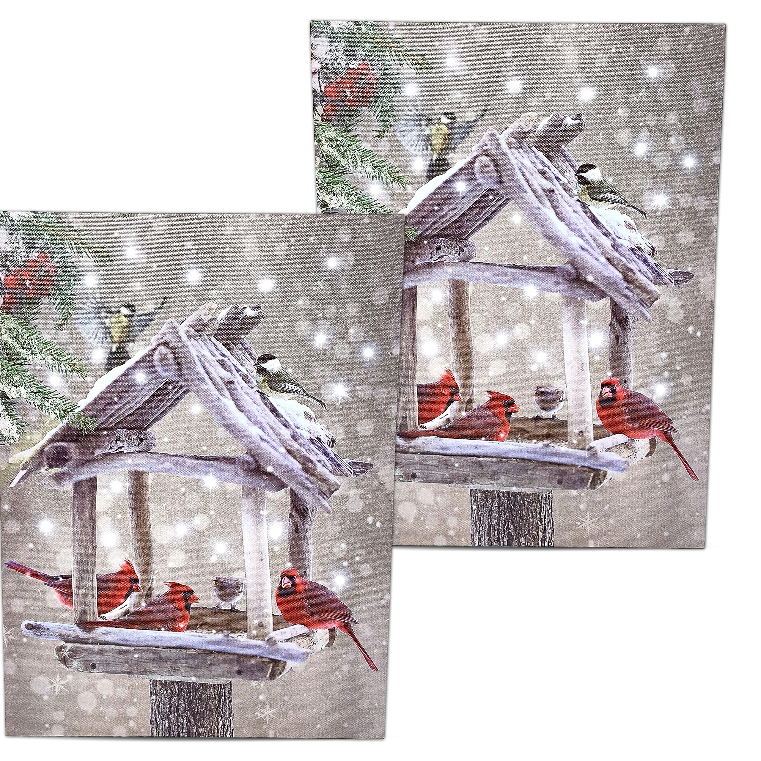 Amazon.com : LED Cardinals Canvas Print Lighted Wall Art with Cardinals ...