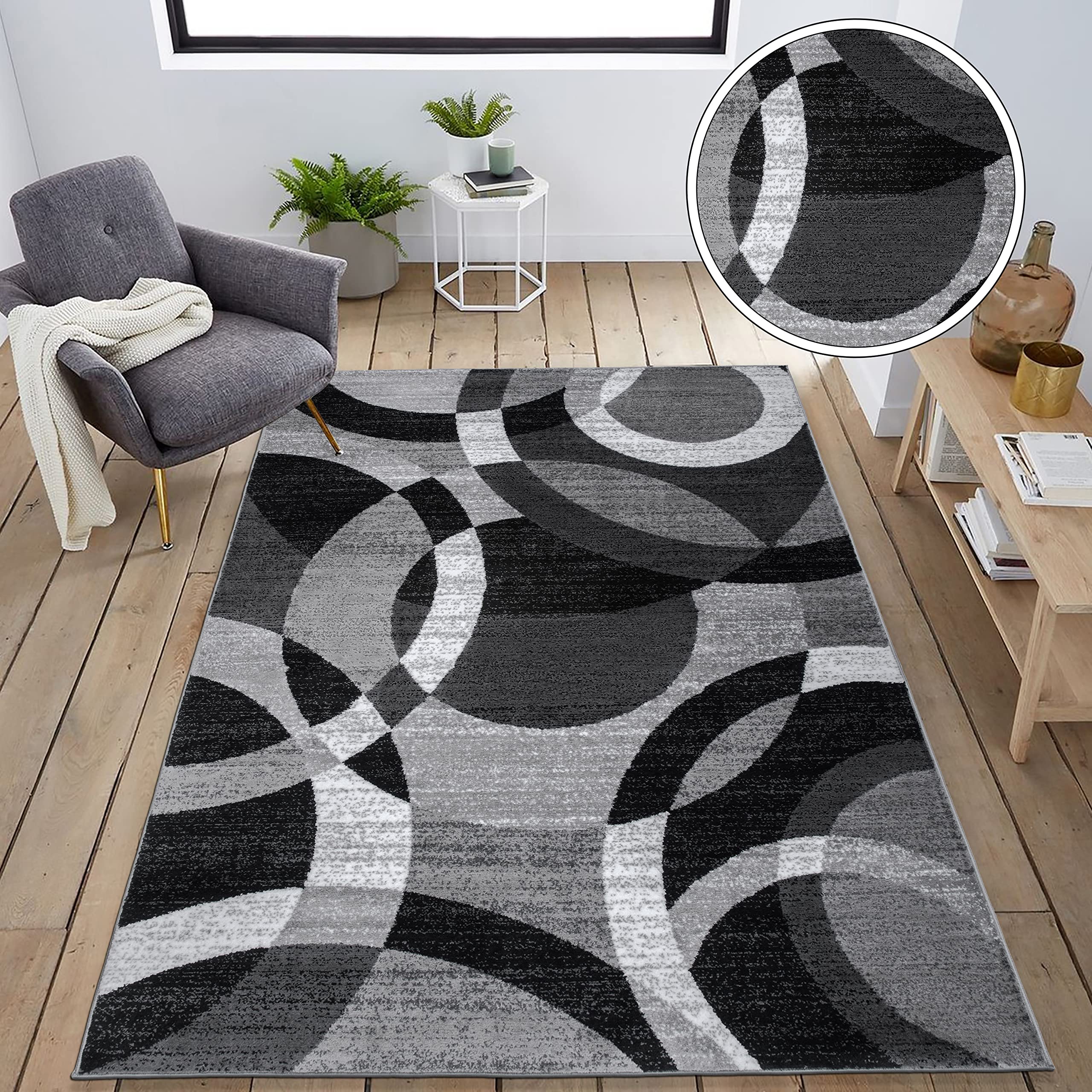 Rugshop Contemporary Abstract Circles Perfect for high Traffic Areas of ...