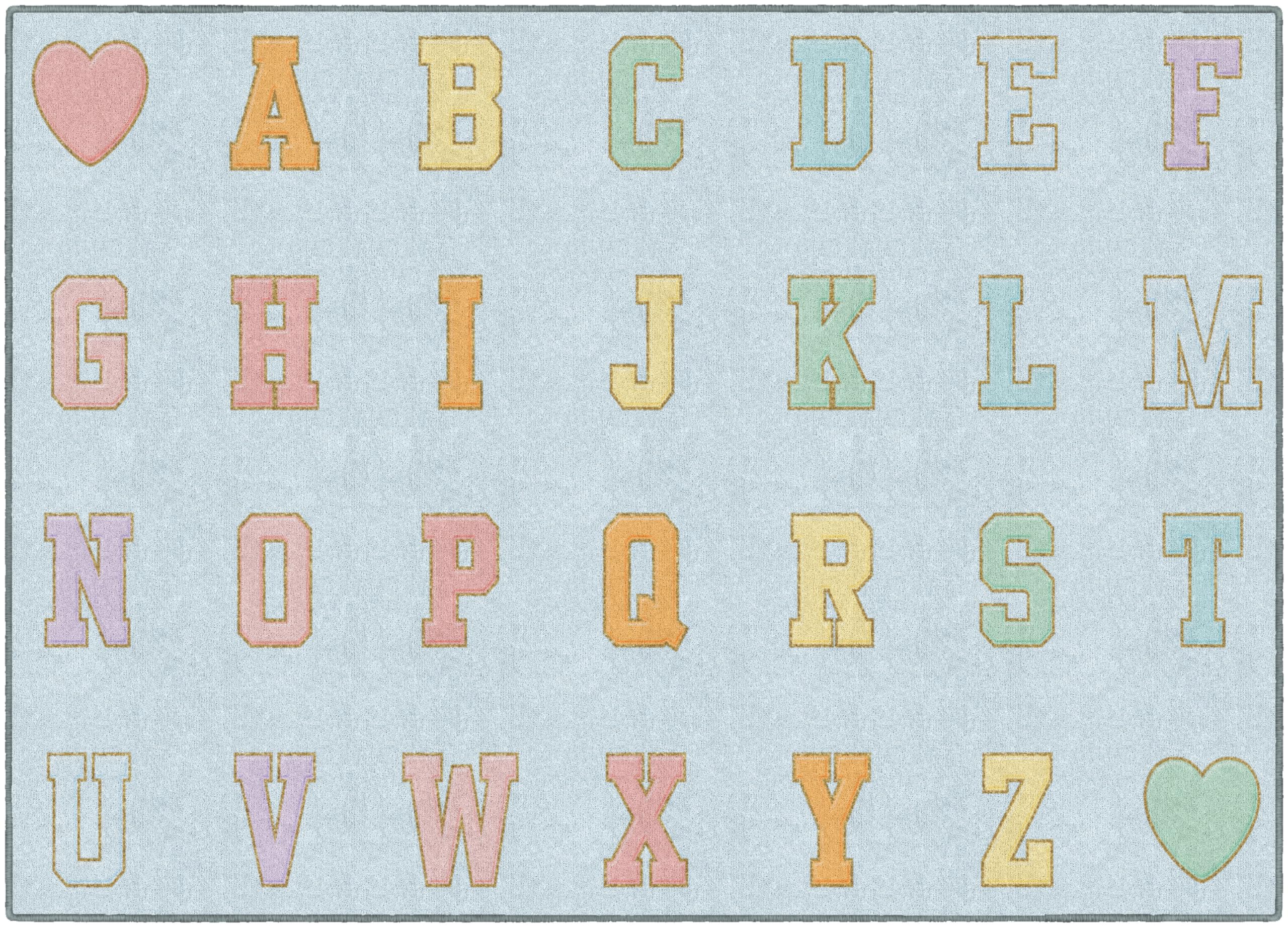 Amazon.com: Flagship Carpets Schoolgirl Style Blue Pastel Alphabet ...