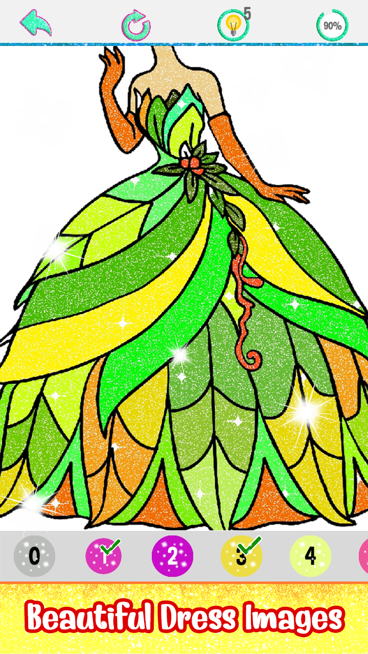 Dresses Color by Number - Girls Paint + Glitter + Crayon + Oil Paint ...