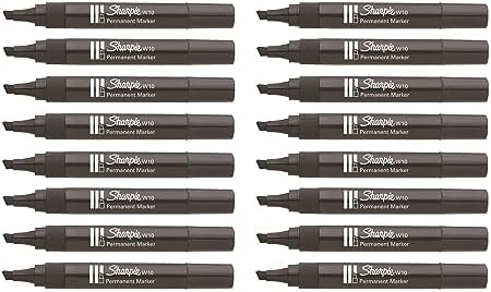 Sharpie W10 Permanent Markers - Chisel Wedge Tip - Black Ink - Pack of ...
