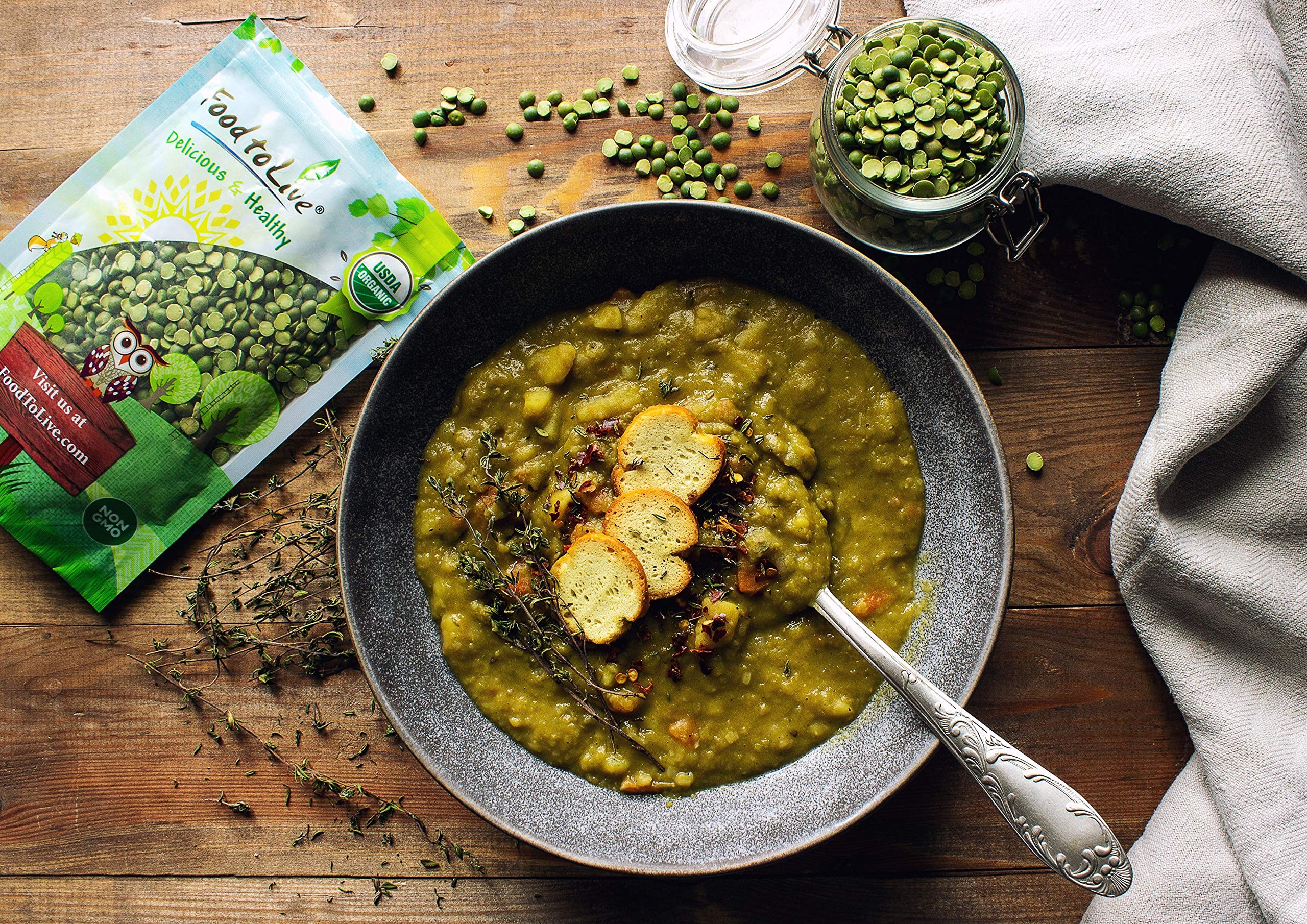 Organic Green Split Peas, 5 Pounds - Non-GMO, Kosher, Raw, Dried, Great ...