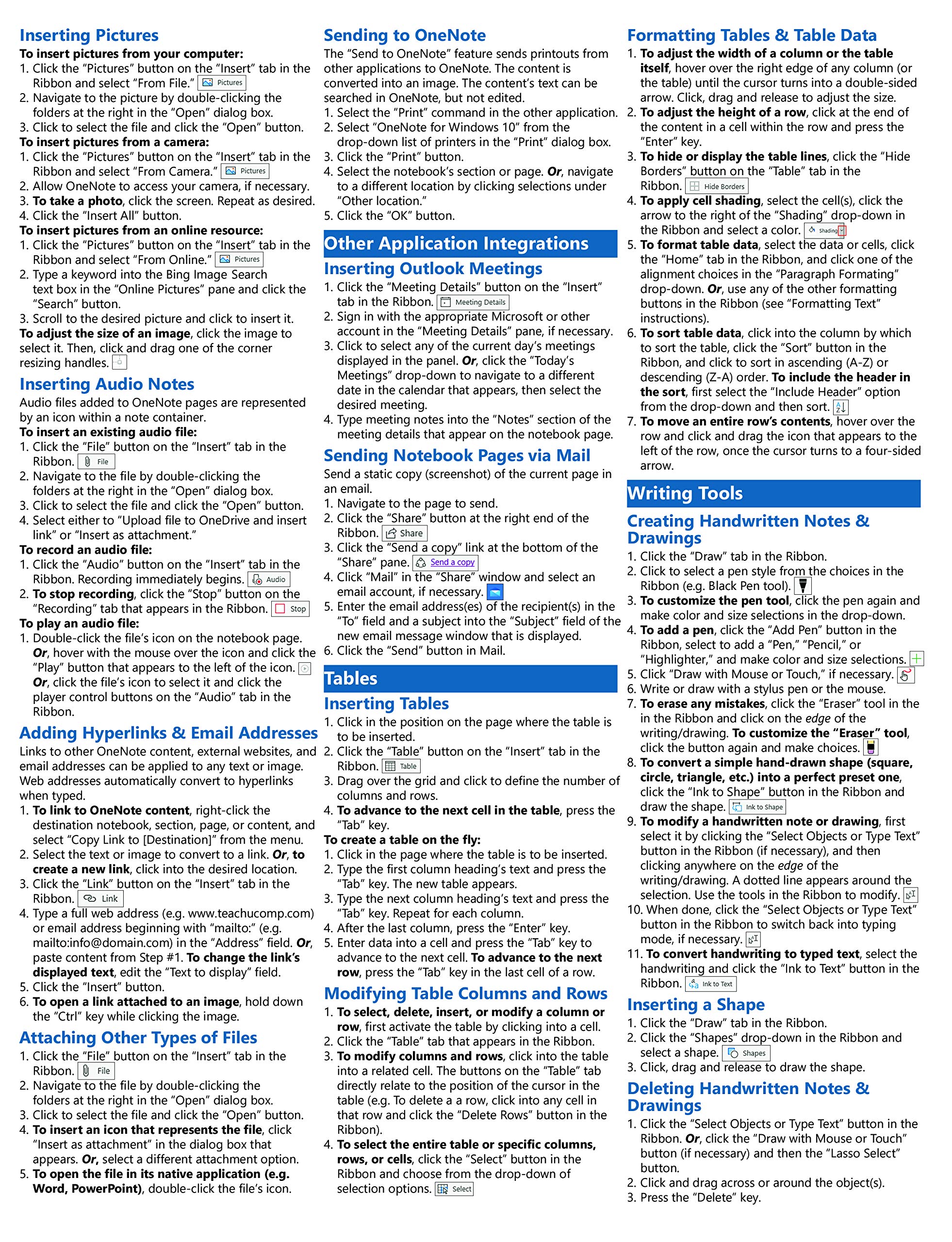 Snapklik.com : Microsoft OneNote For Windows 10 Introduction Quick Reference Training Tutorial Guide