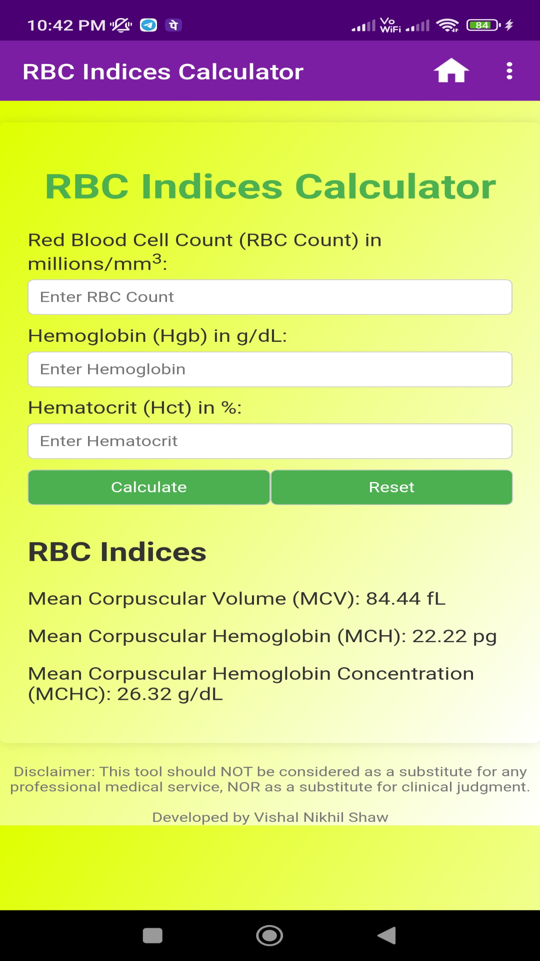 RBC Indices Calculator - App on Amazon Appstore