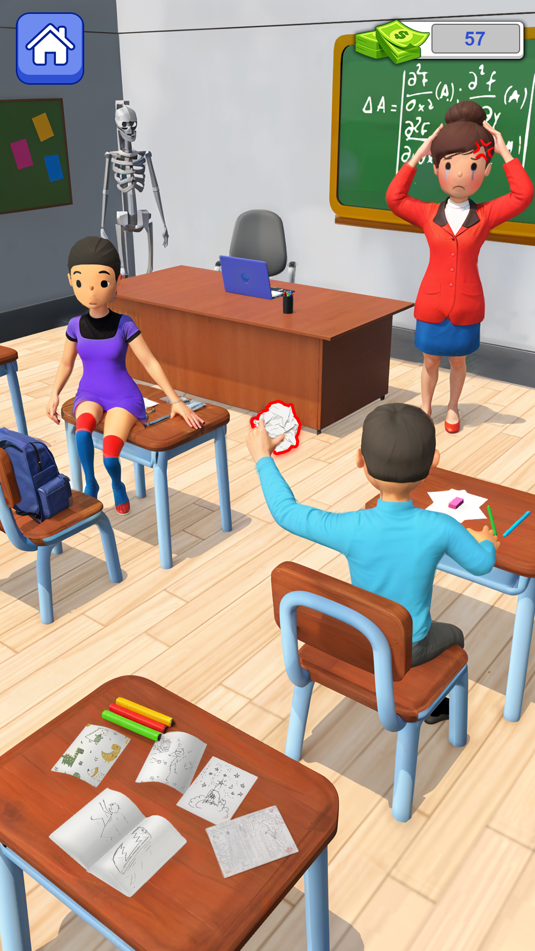 Virtual Teacher Simulator Pass or Fail Game - School Exam Paper Grade ...