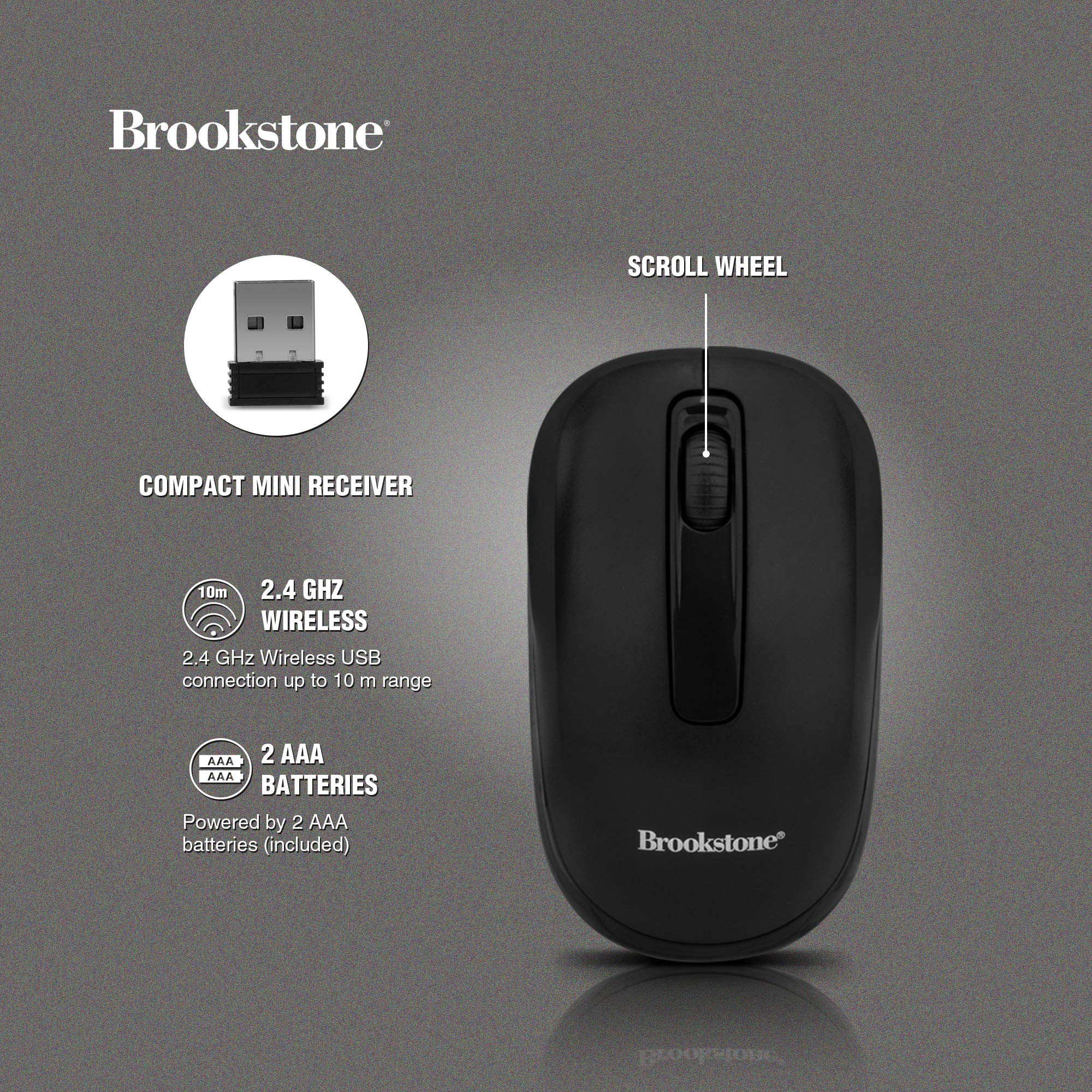Buy Brookstone Wireless Mouse & Keyboard Bundle- 2 in 1 Desktop Combo ...