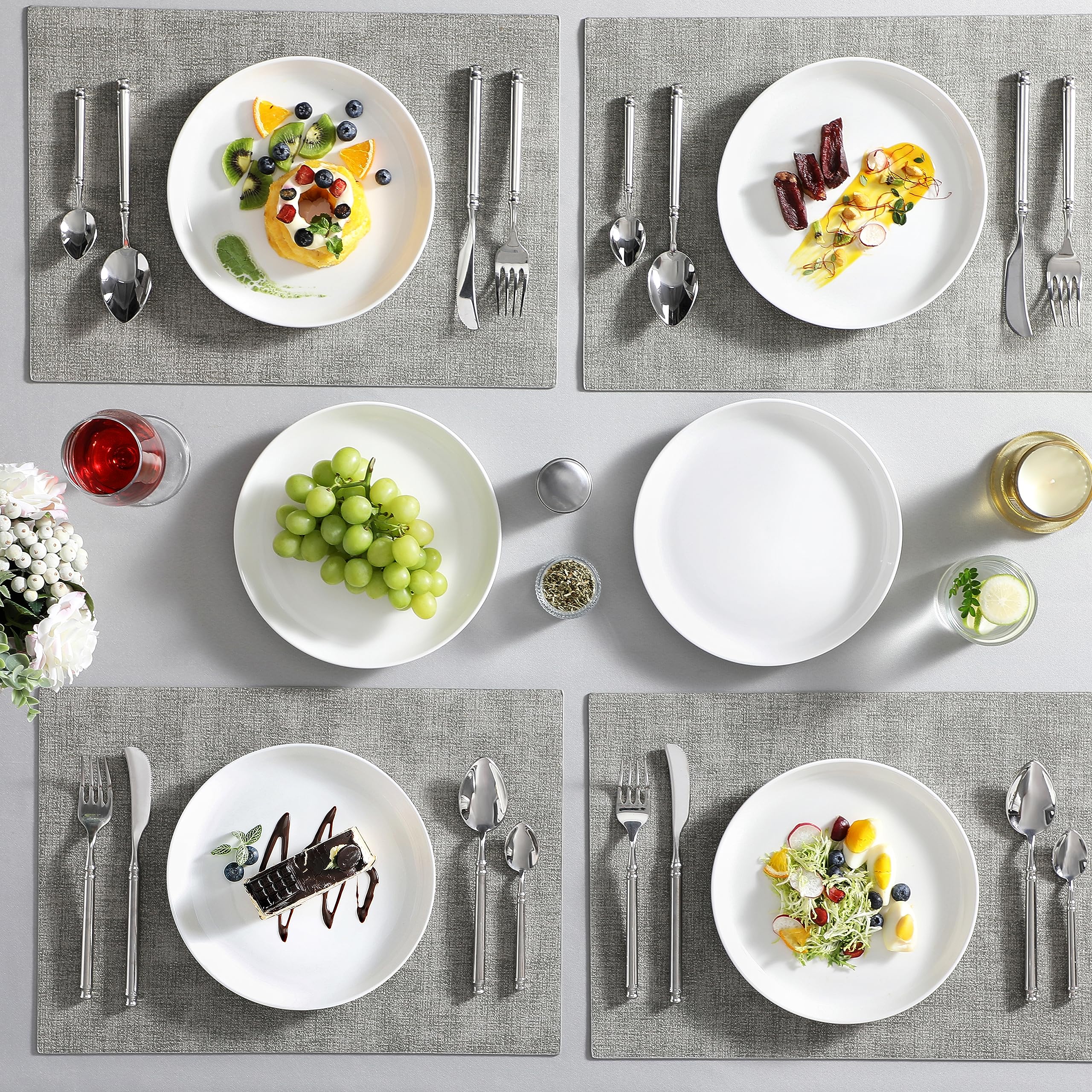 Snapklik.com : Dinner Plates Set Of 6, 8.5 Inch Porcelain Round Plates ...