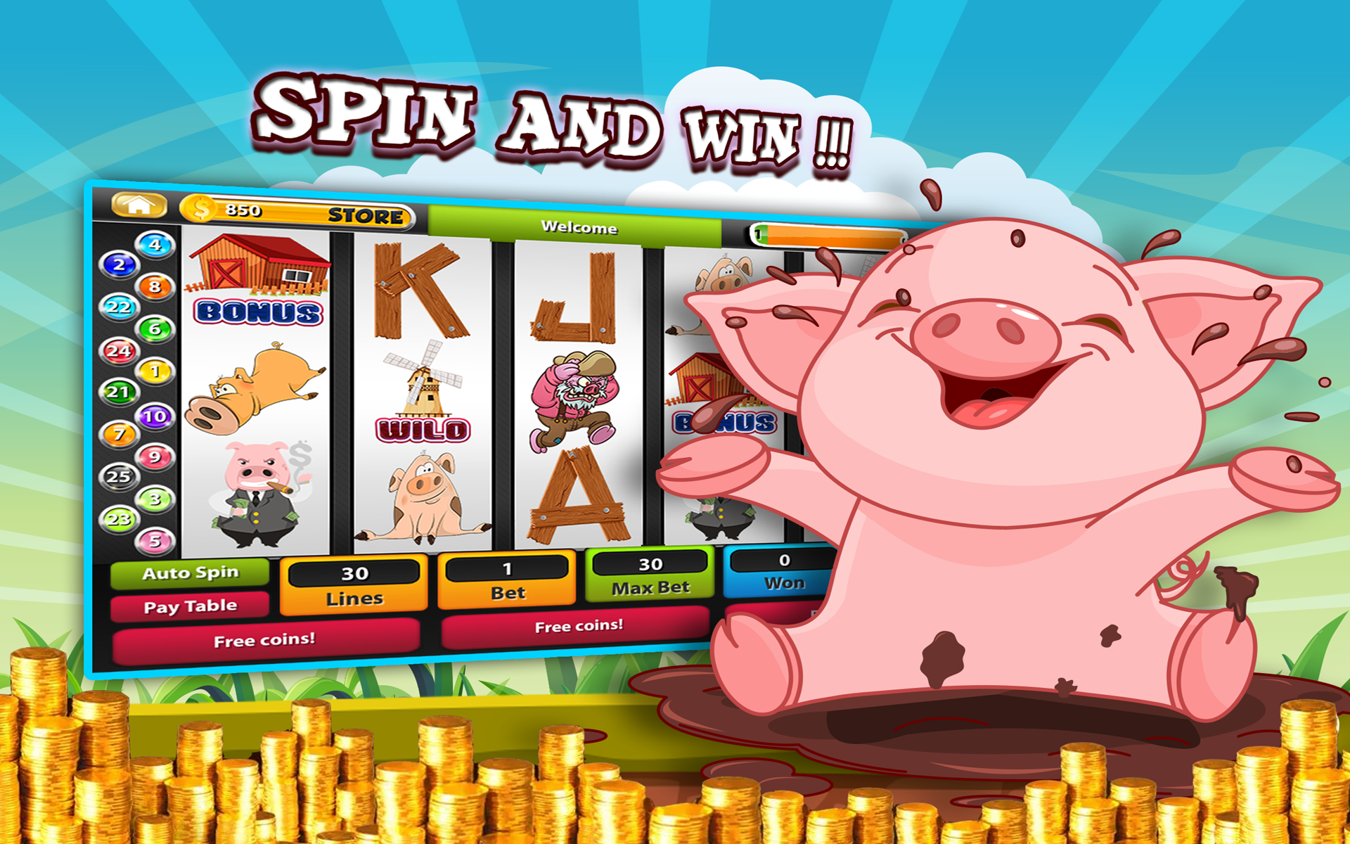 Aplicación Under Pigstruction Slot Machine, now even the three pigs ...