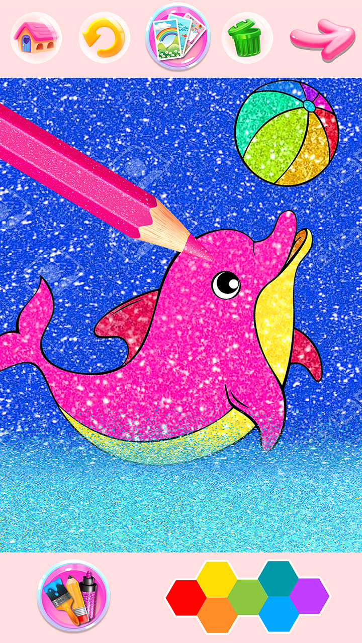 Rainbow Glitter Coloring Book - Unicorn Glitter Coloring Games For Kids ...