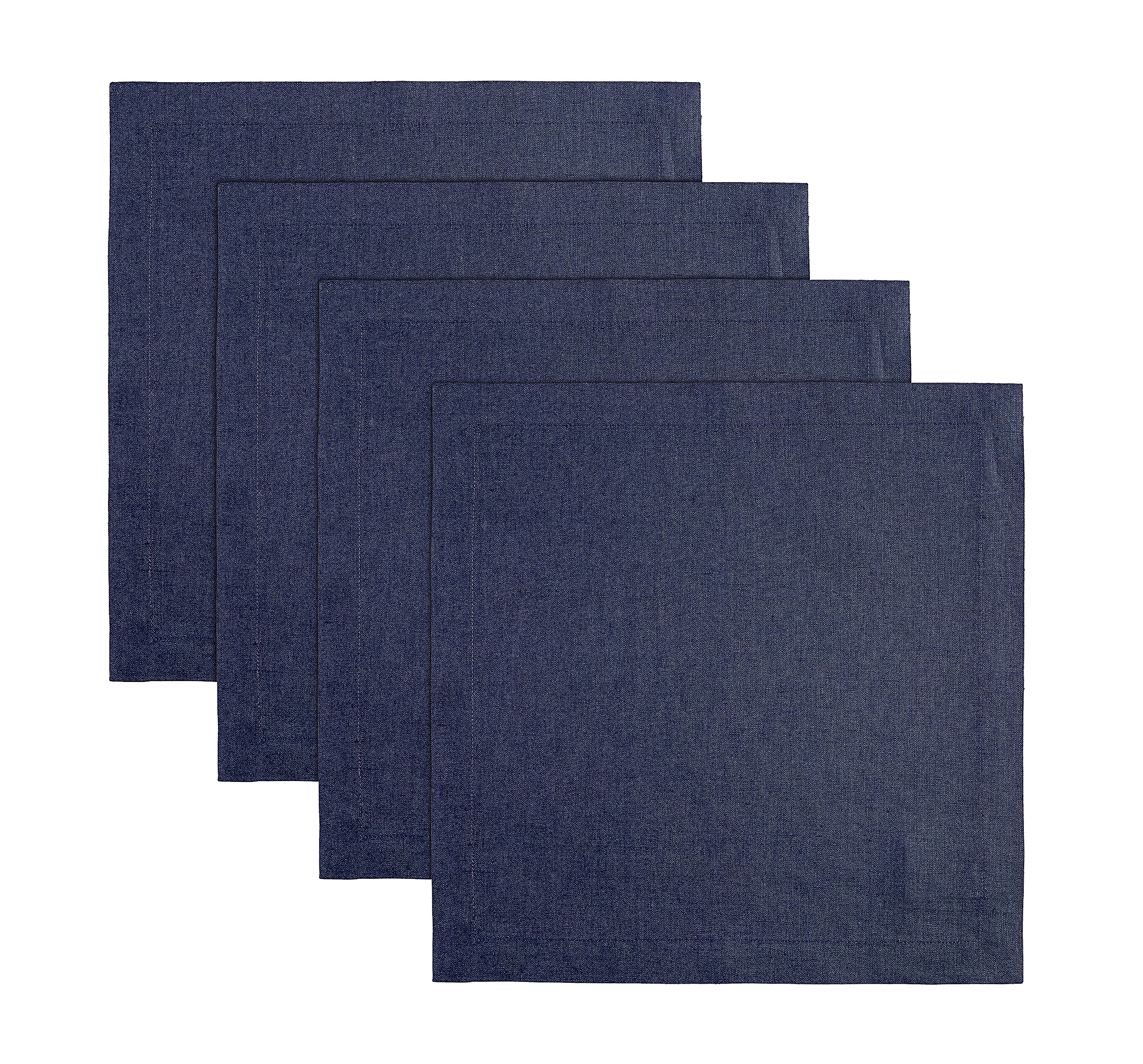 Amazon.com: Solino Home Navy Linen Square Placemats 14 x 14 Inch – 100% ...