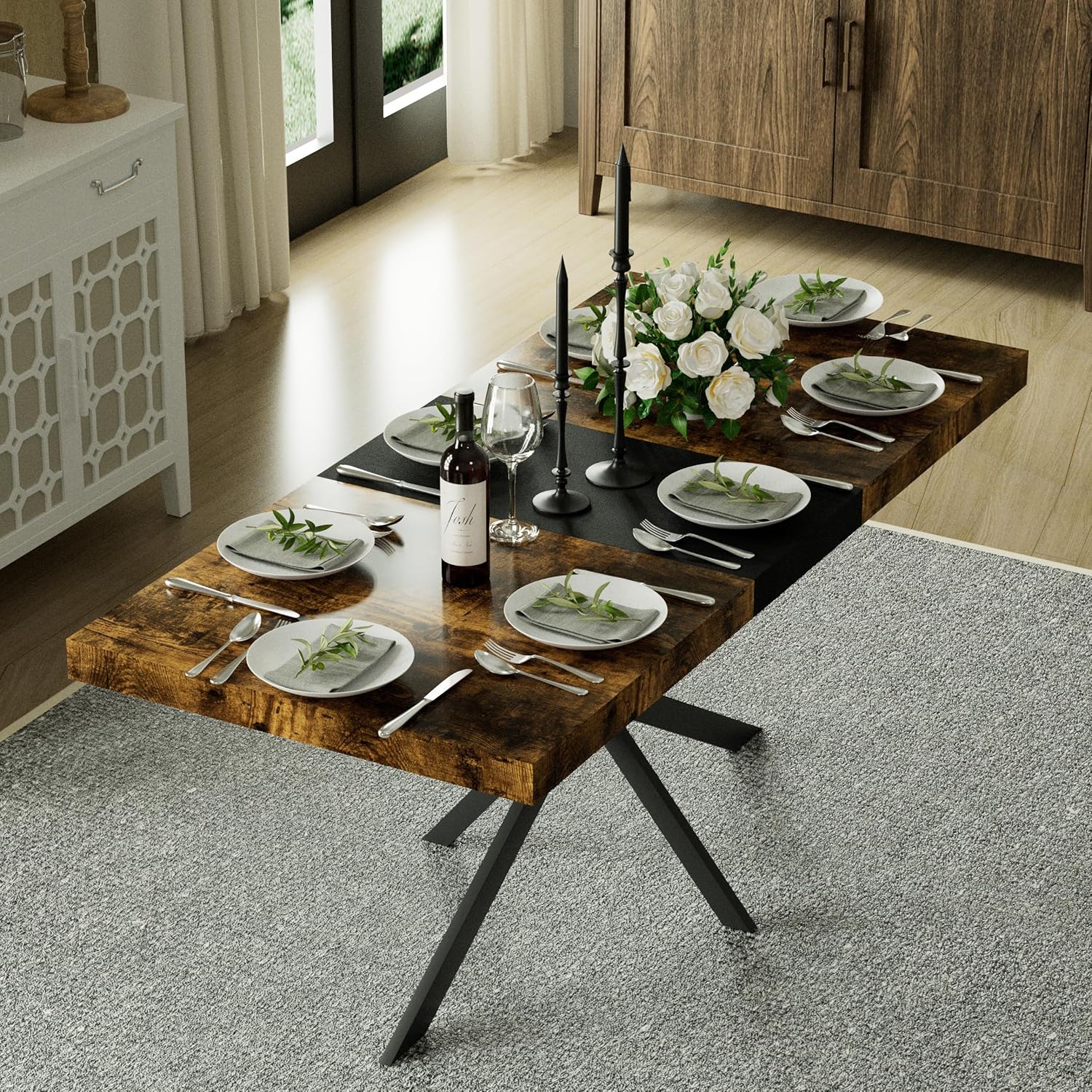 Amazon.com - RGZ Extendable Dining Table for 4 6 8, 55"-70" Modern Farmhouse Wooden Expandable ...