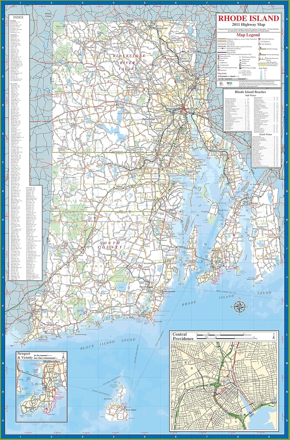 Amazon.com - Wall Art Impact 24"x36" Detailed Rhode Island Highway Map ...