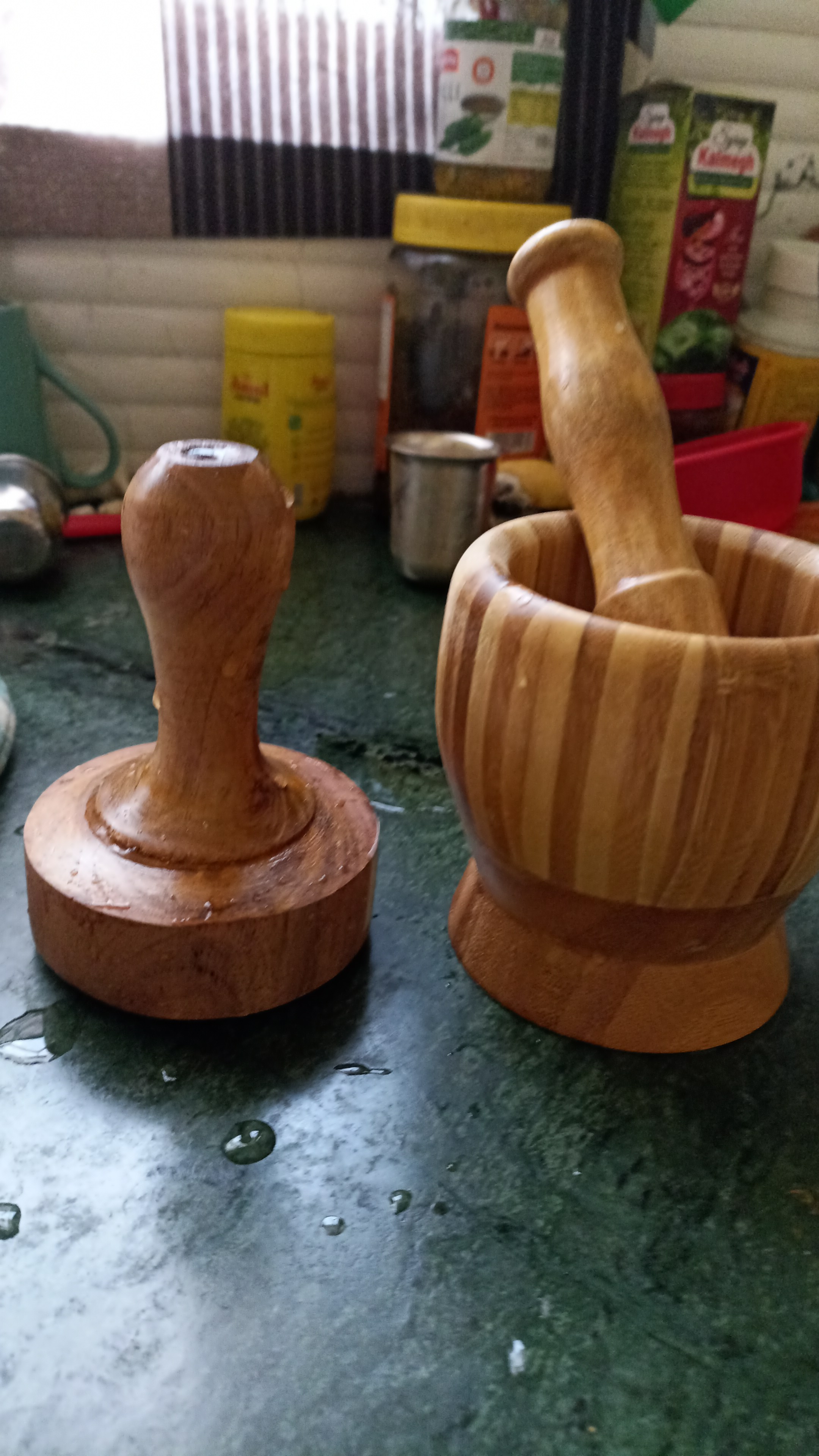 Buy Livzing Natural Kitchen Wooden Bamboo Mortar Pestle Set Dasta/Okhli ...