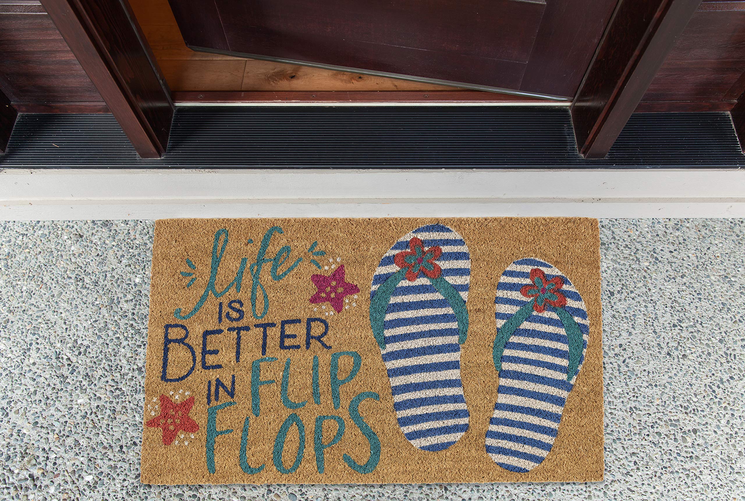 DII Natural Coir Doormat, Fun Greeting Mat, Flip Flop, 18x30