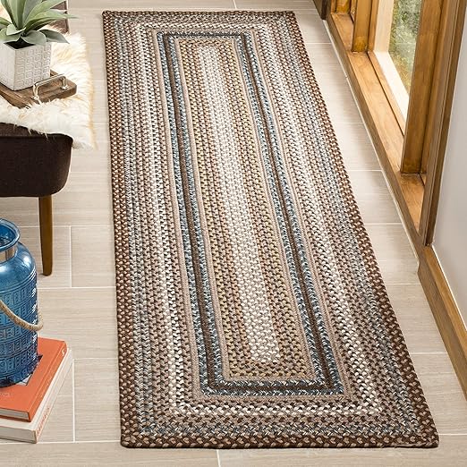Amazon.com: SAFAVIEH Braided Collection Runner Rug - 2'3" x 8', Brown ...