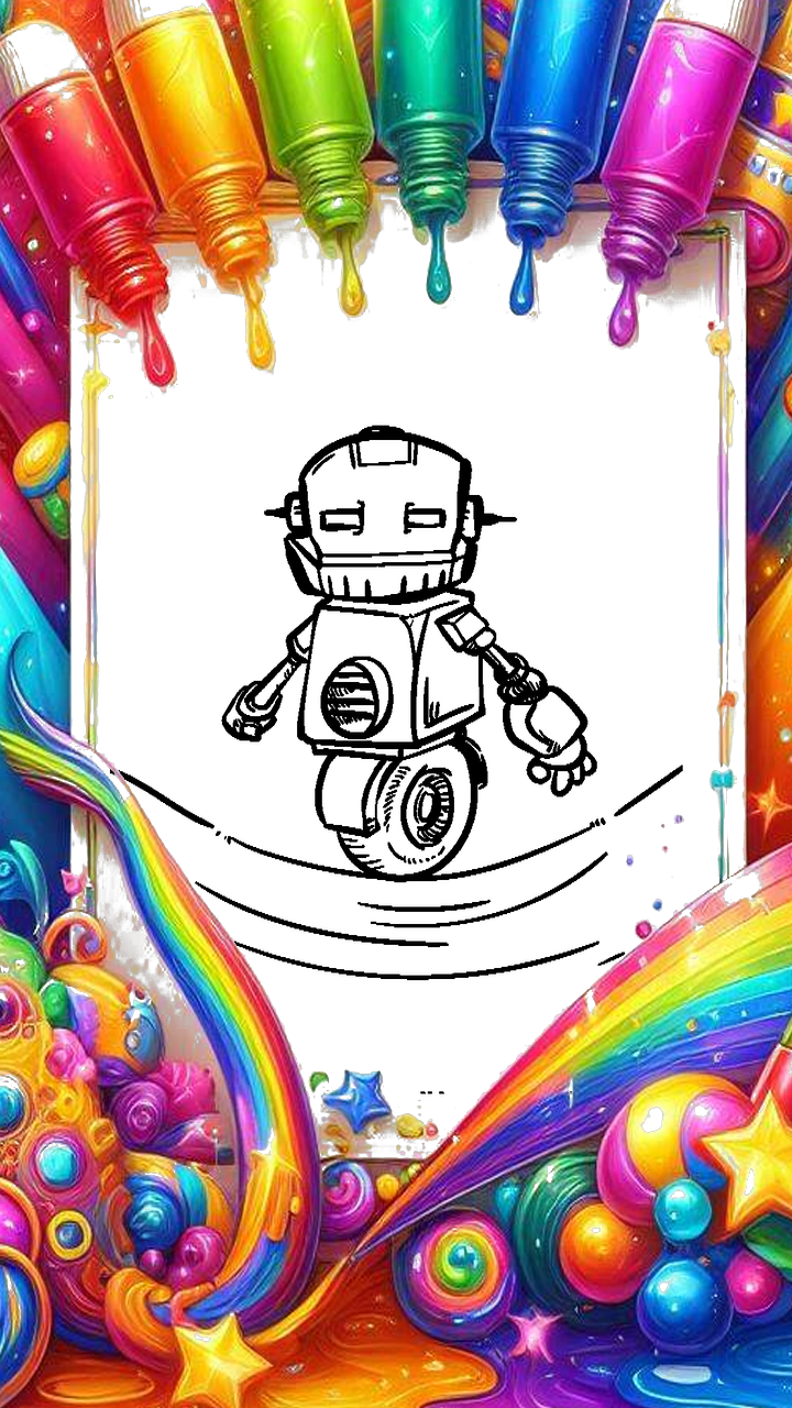 Robot Drawing & Coloring Pages: Creative Sketch Pad for Children ...
