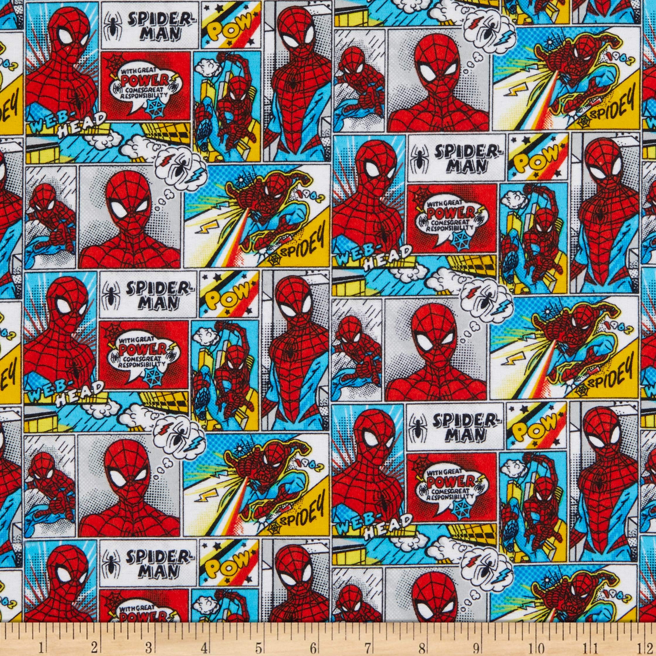 Amazon.com: 1/2 Yard - Marvel Spiderman in The City Cotton Fabric ...