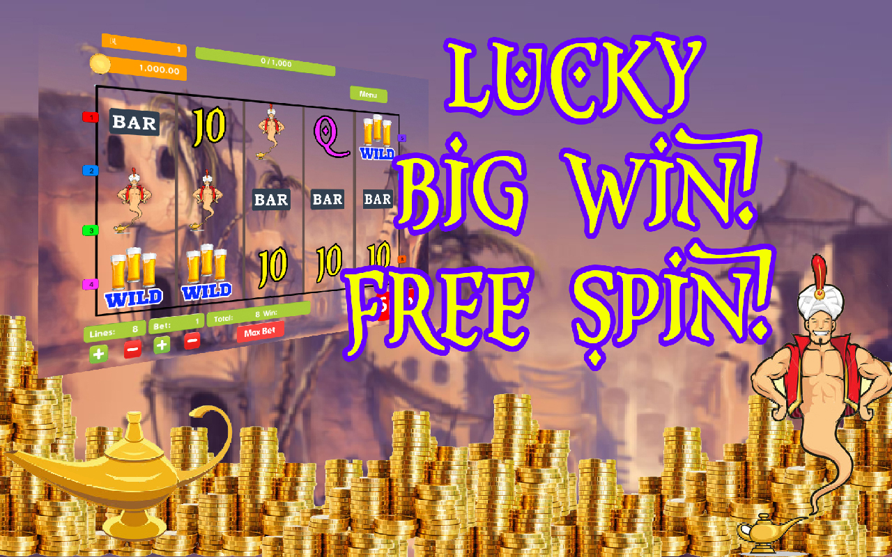 Aladdin and Magic Lamp Persian Casino Slots Awesome Spinning Reel ...