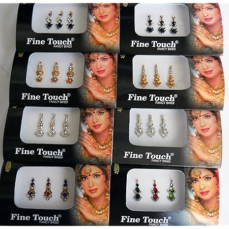 Amazon.com : 8 Bindi Pack- 24 Combo Bindi Stickers Multicolored,Silver ...