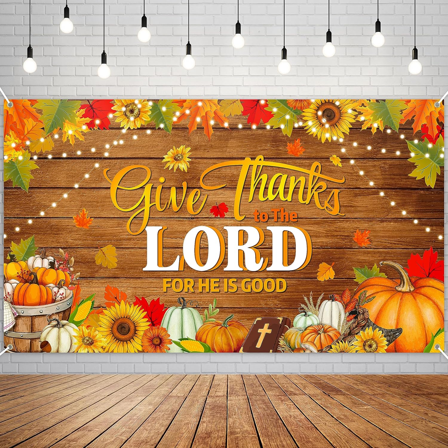 Amazon.com: Thanksgiving Christian Backdrop Banner Decorations Give ...