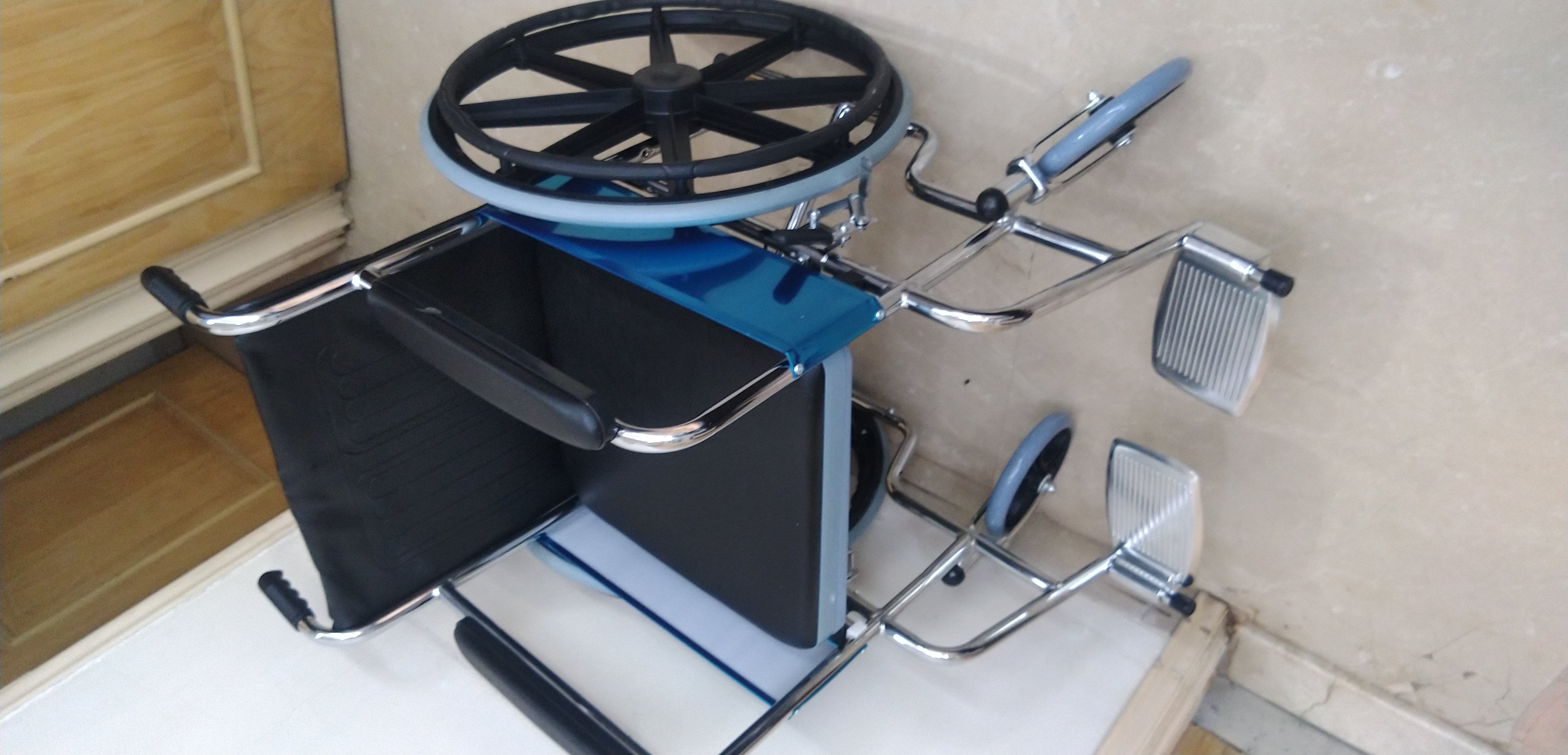 VMS Careline Deluxe Double Rexine Mag Wheel Foldable Commode Wheelchair ...