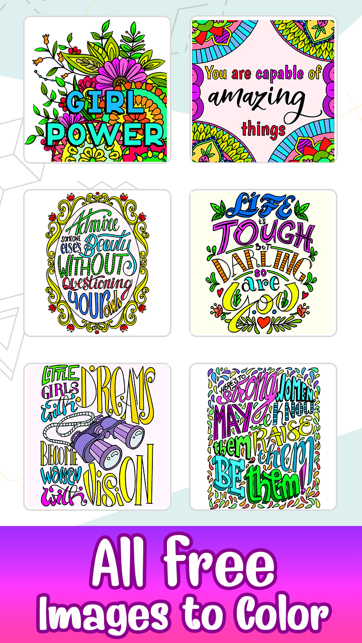 Girls Motivational Quotes Color By Number - Inspirational Adult ...