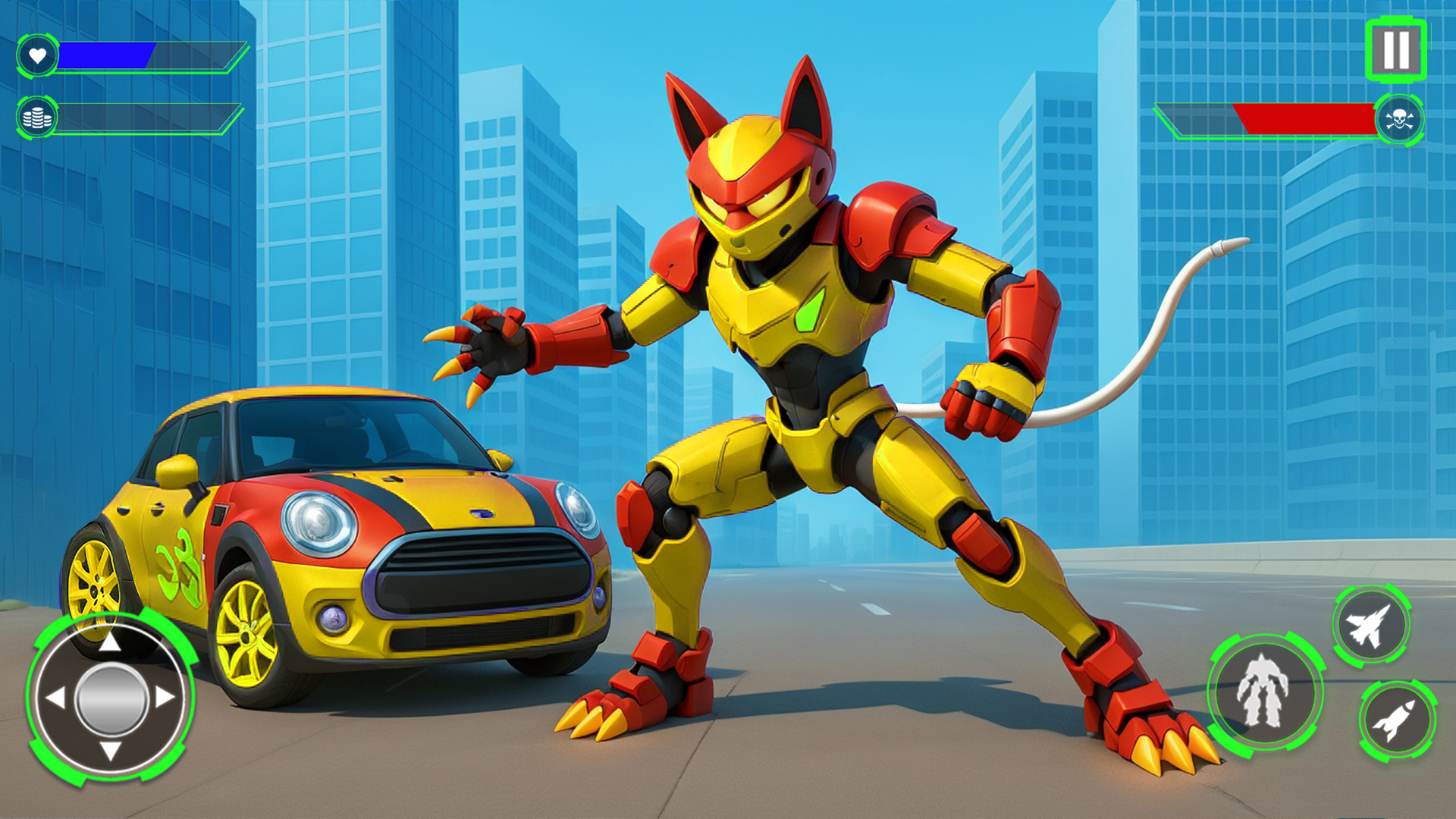 Futuristic Cat Multi Robots Car Transformation Games 3D - Open World ...