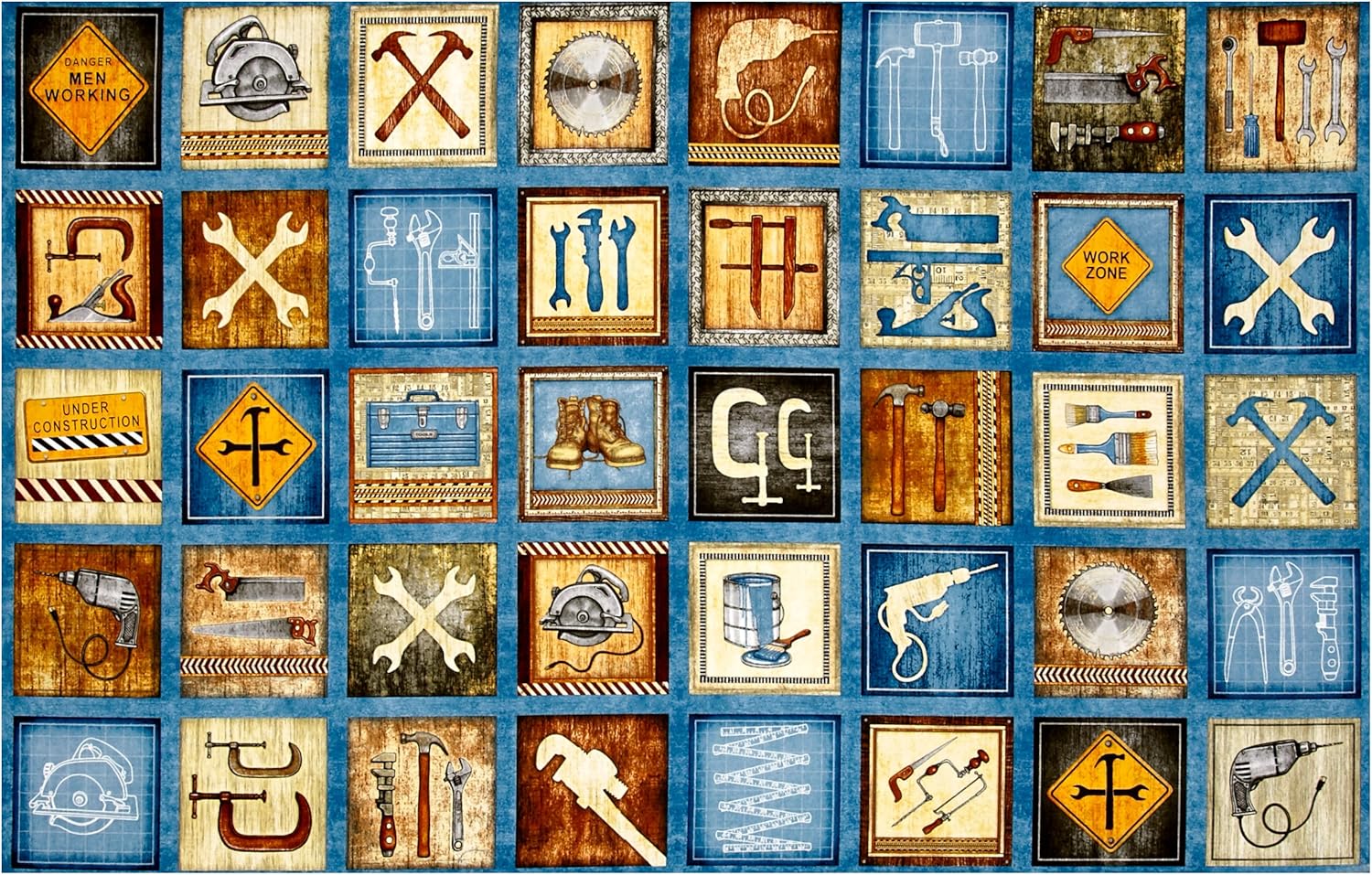 Amazon.com: Quilting Treasures "Craftsman Tools & Construction Signs ...