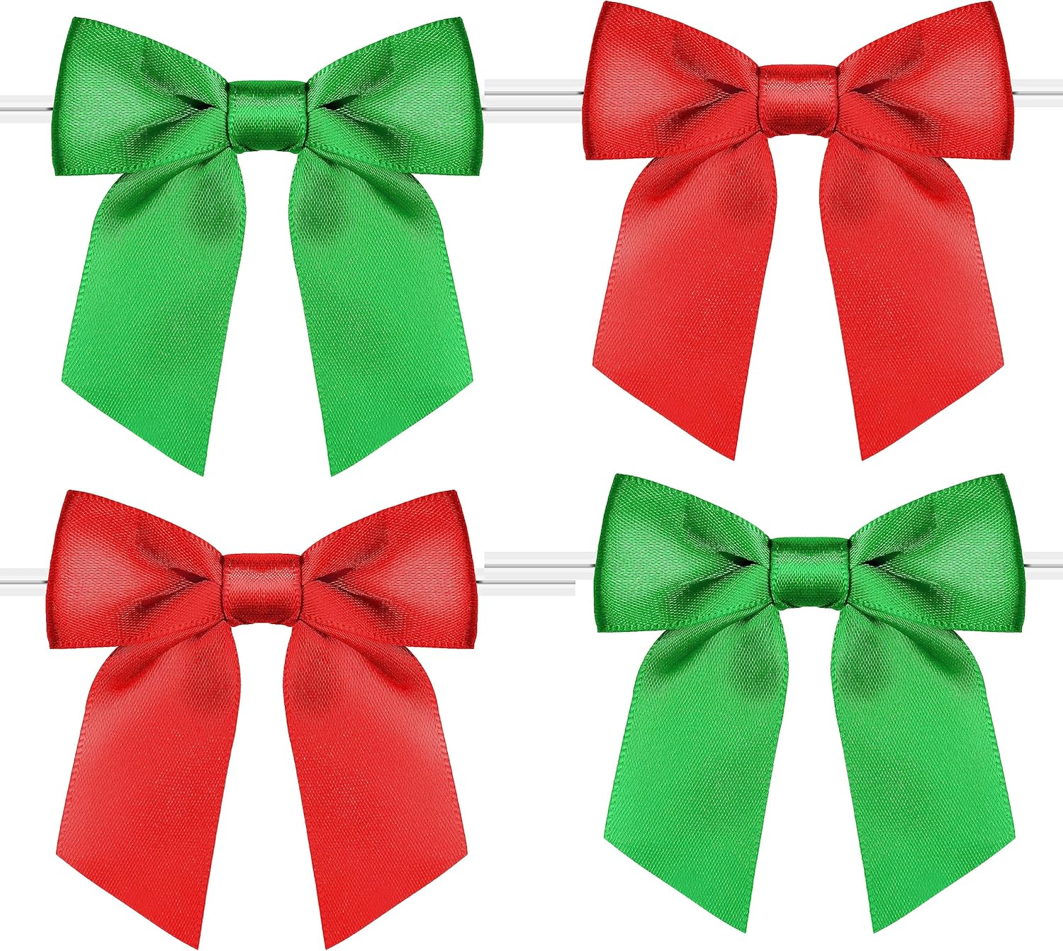 Rainbow Pana 120 Pack Red Bows and Green Bows for Christmas, Twist Tie ...