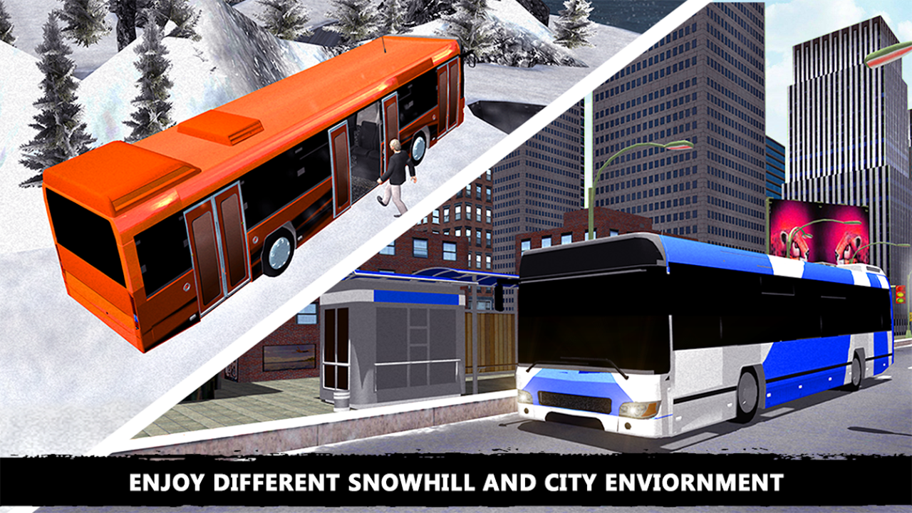 Offroad Snow Tourist Winter Bus Driving Adventure: Transport Passengers ...