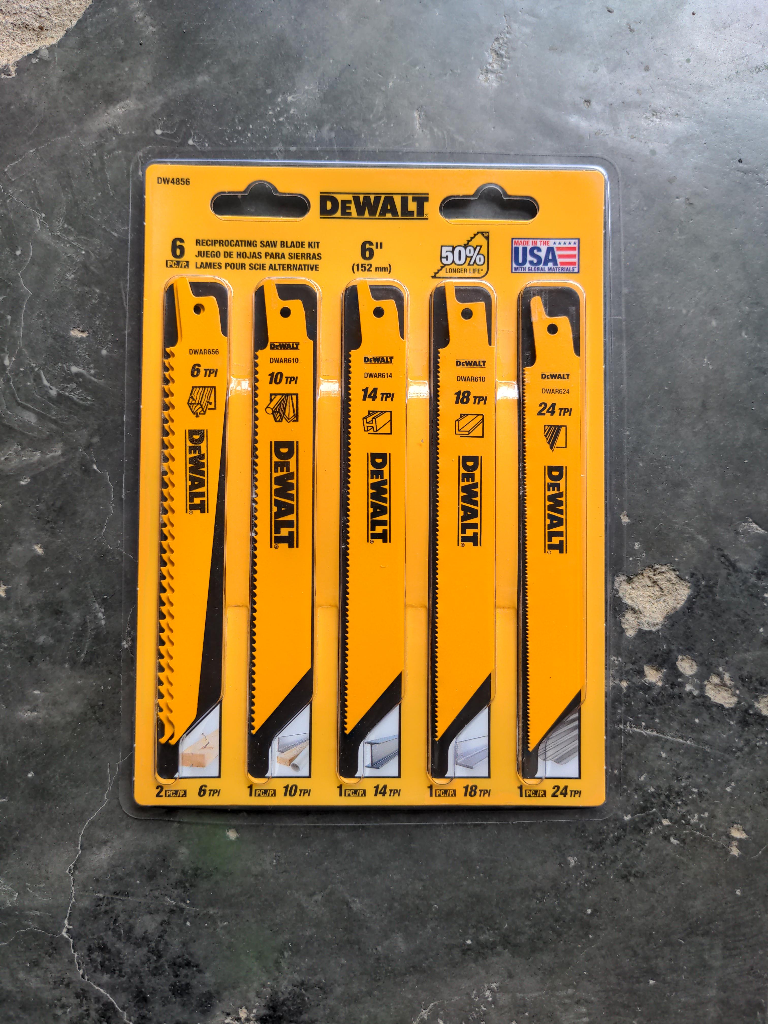 DEWALT DW4856 Metal/Woodcutting Reciprocating Saw Blade Set, 6-Piece ...