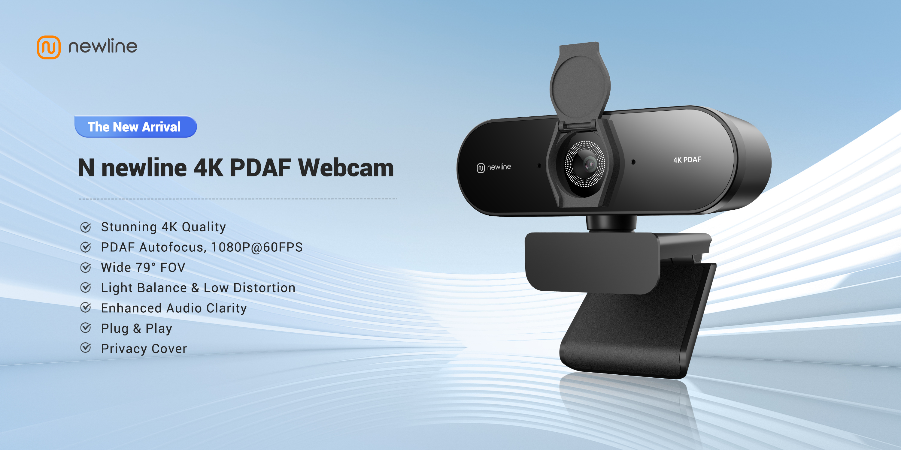 Camera Pc Webcam 4K Newline Avec Double Micro - Autofocus Ultra Rapide ...