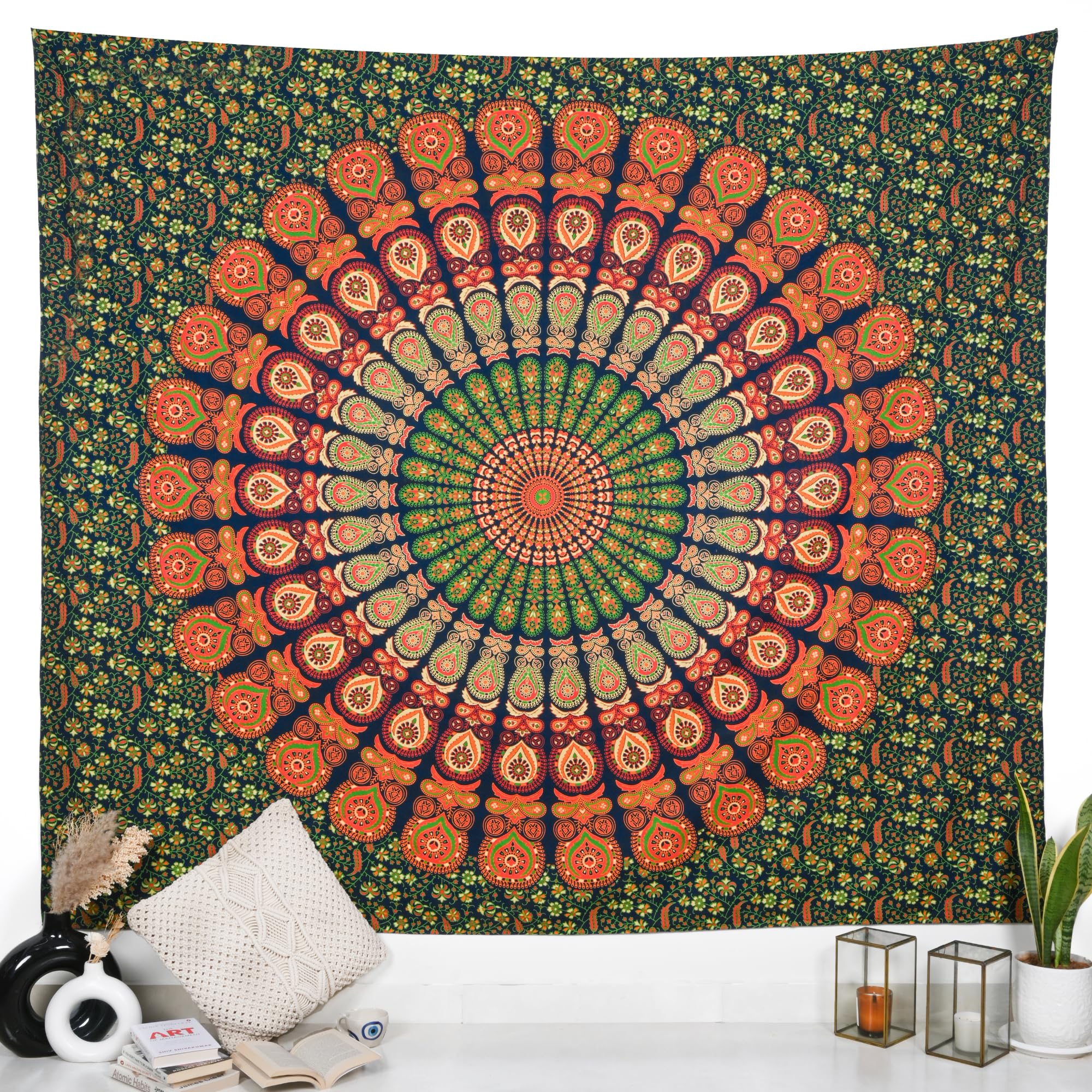 Amazon.com: RAJRANG Peacock Mandala Tapestry Wall Hanging 90 x 108 ...