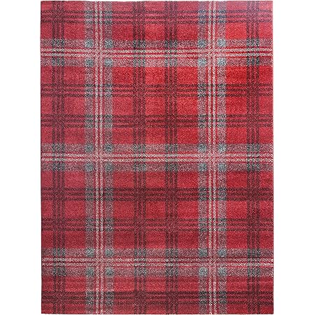 Modern Soft Red Tartan Highland Check Rugs (120cm x 170cm) : Amazon.co ...