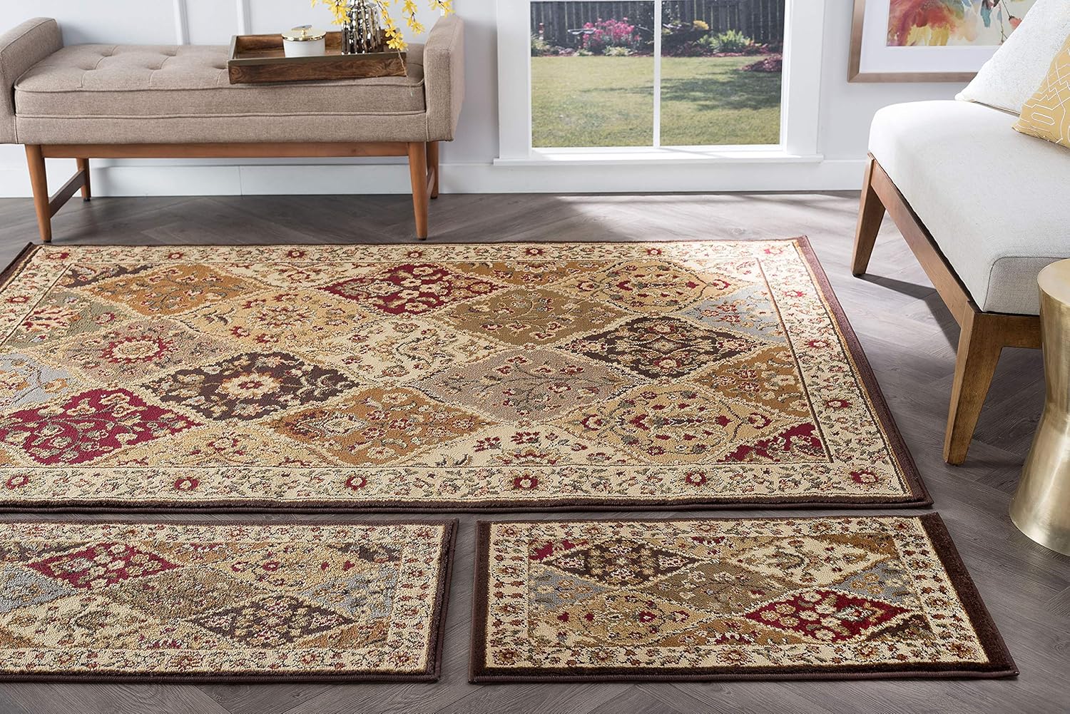 Amazon.com: Universal Rugs 105120 Multi 3 Pc. Set 5-Feet by 7-Feet, 20 ...