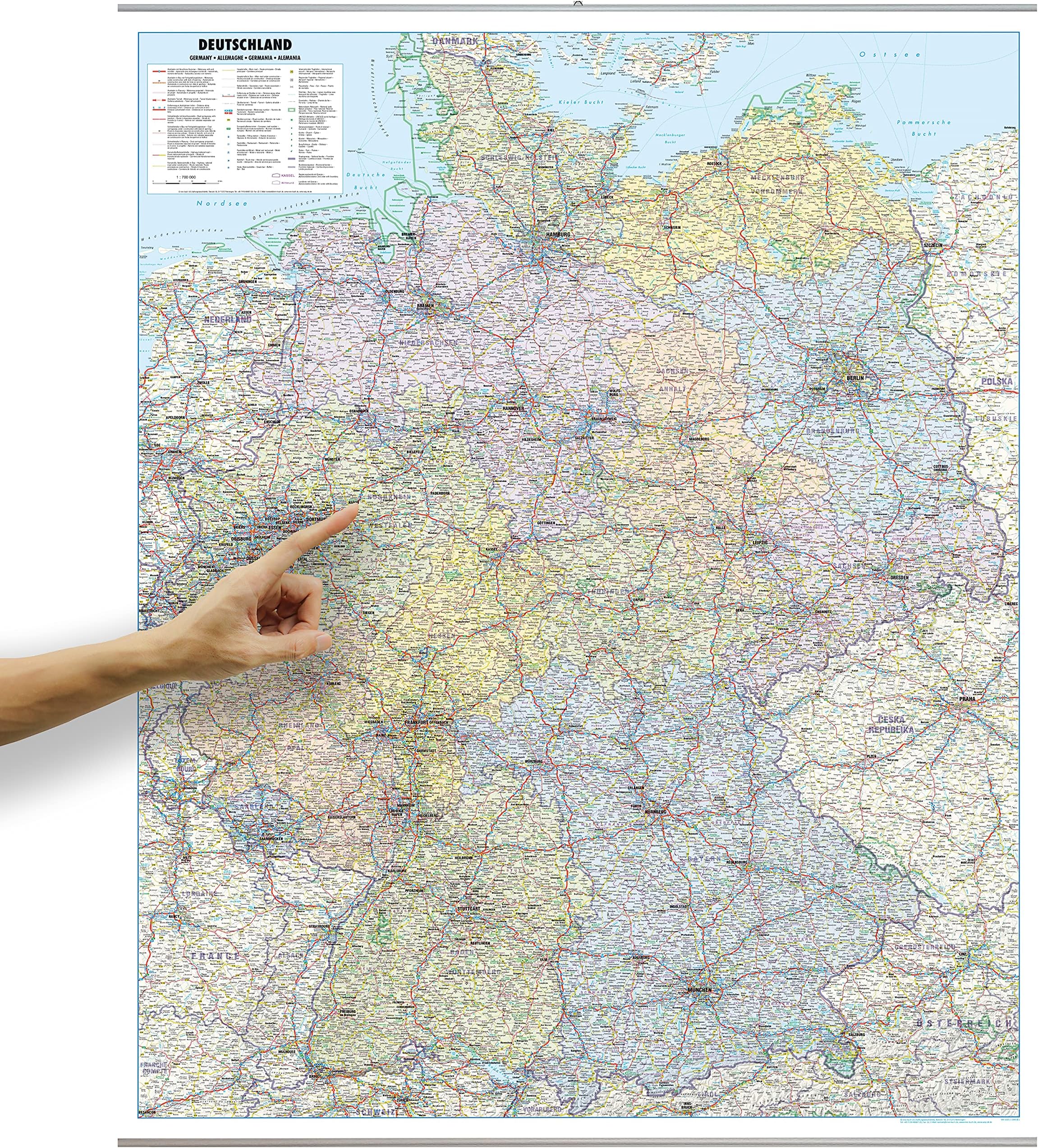 XL Postleitzahlenkarte Deutschland mit Laminierung, DIN B0, 100 x 140 ...
