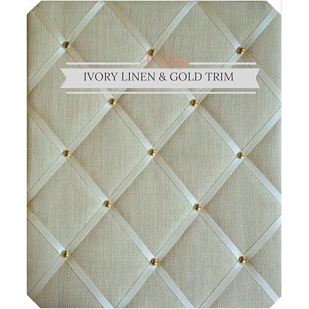 Notice Boards/Memo Boards/X-Large 48x60cm Ivory Linen, Gold Detail ...