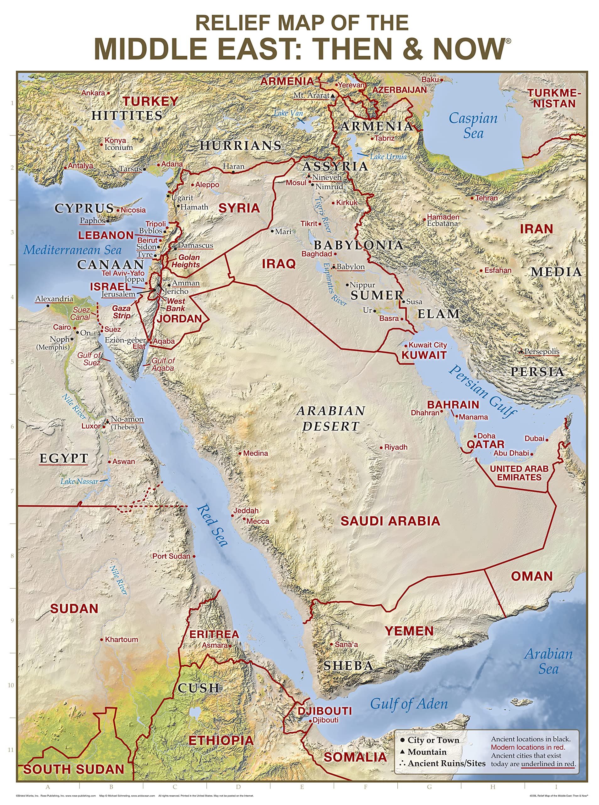 Relief Map Of The Middle East Then And Now Wall | Desertcart Morocco