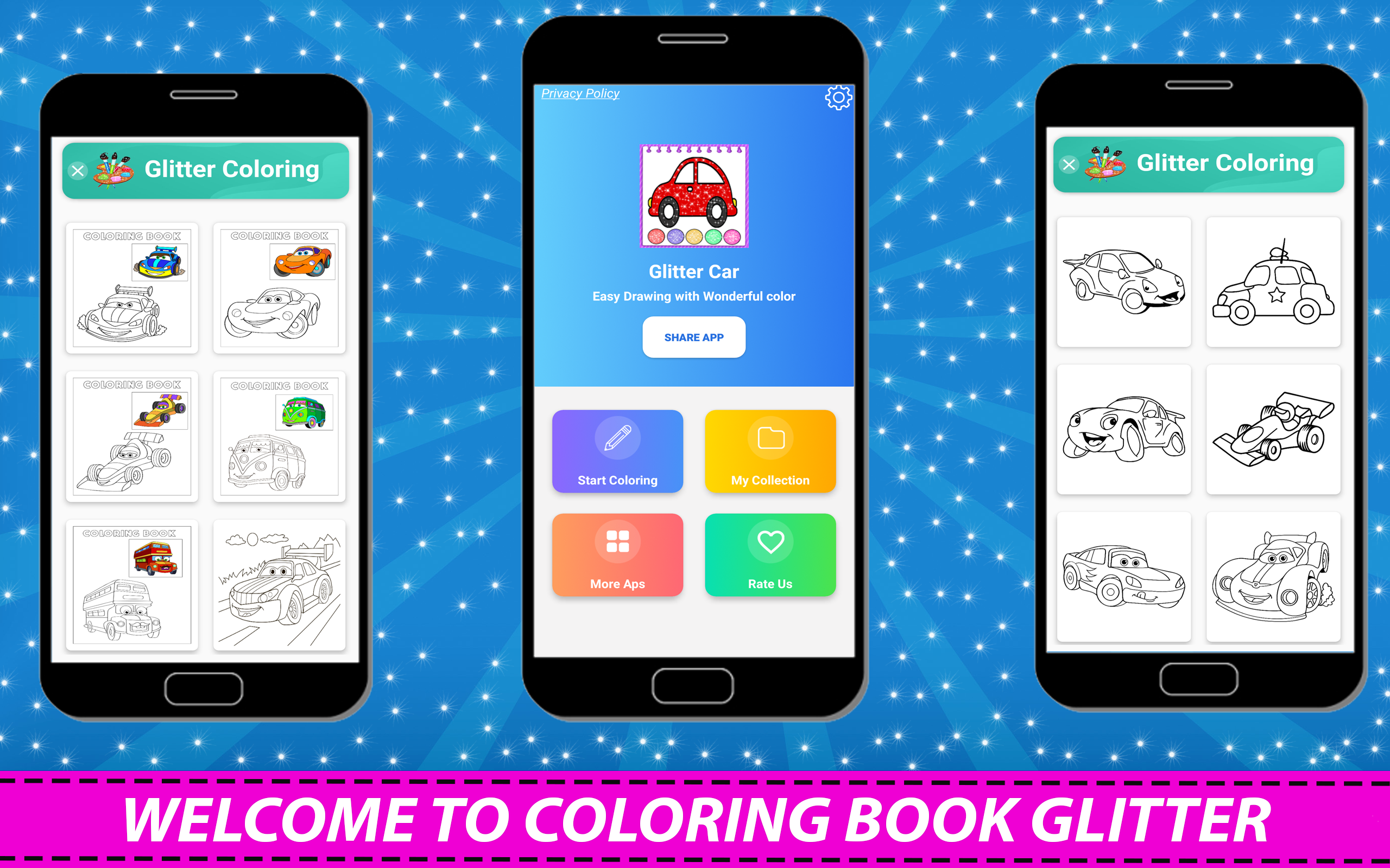 Car Coloring Book Glitter Pages for Kids - App on Amazon Appstore