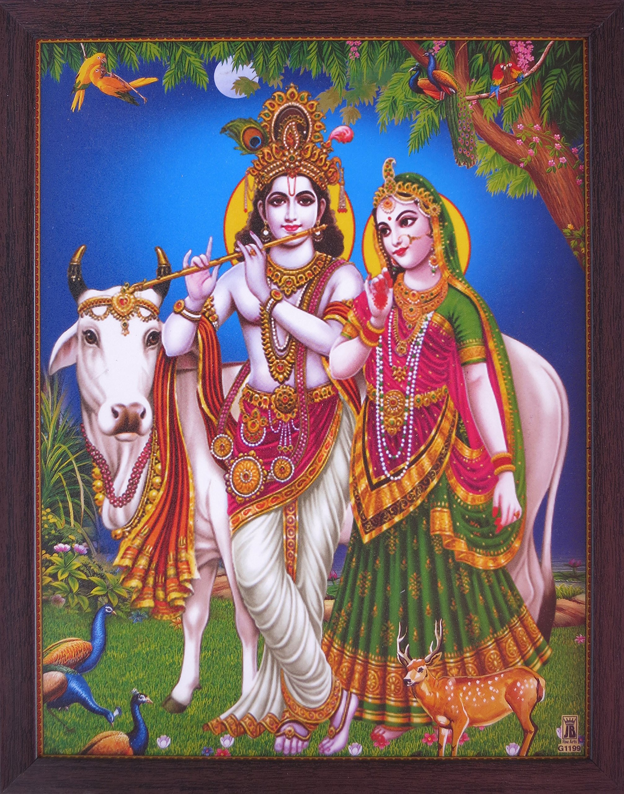 Lord Radha Krishna With Cow