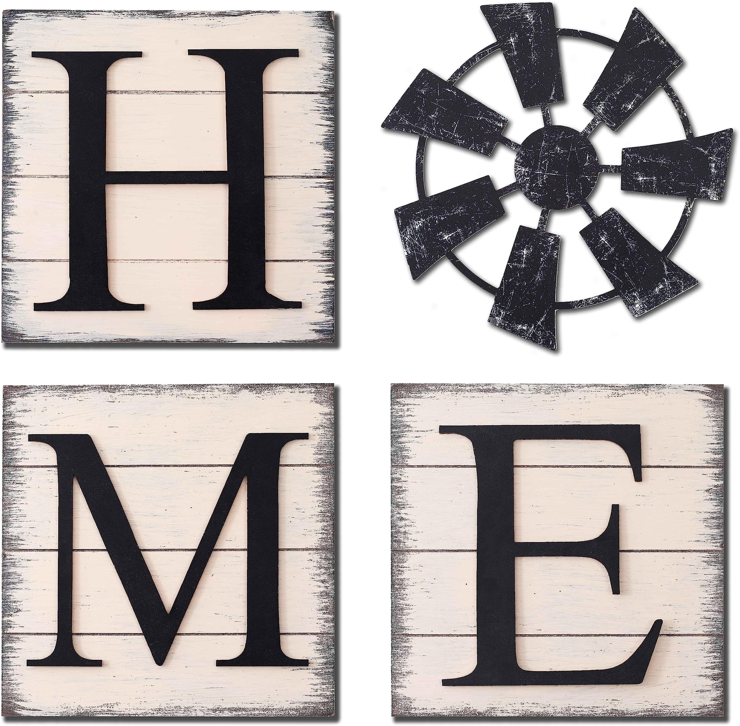 Amazon.com: 4 Pieces Rustic Home Decor Wooden Home Letters for Wall ...