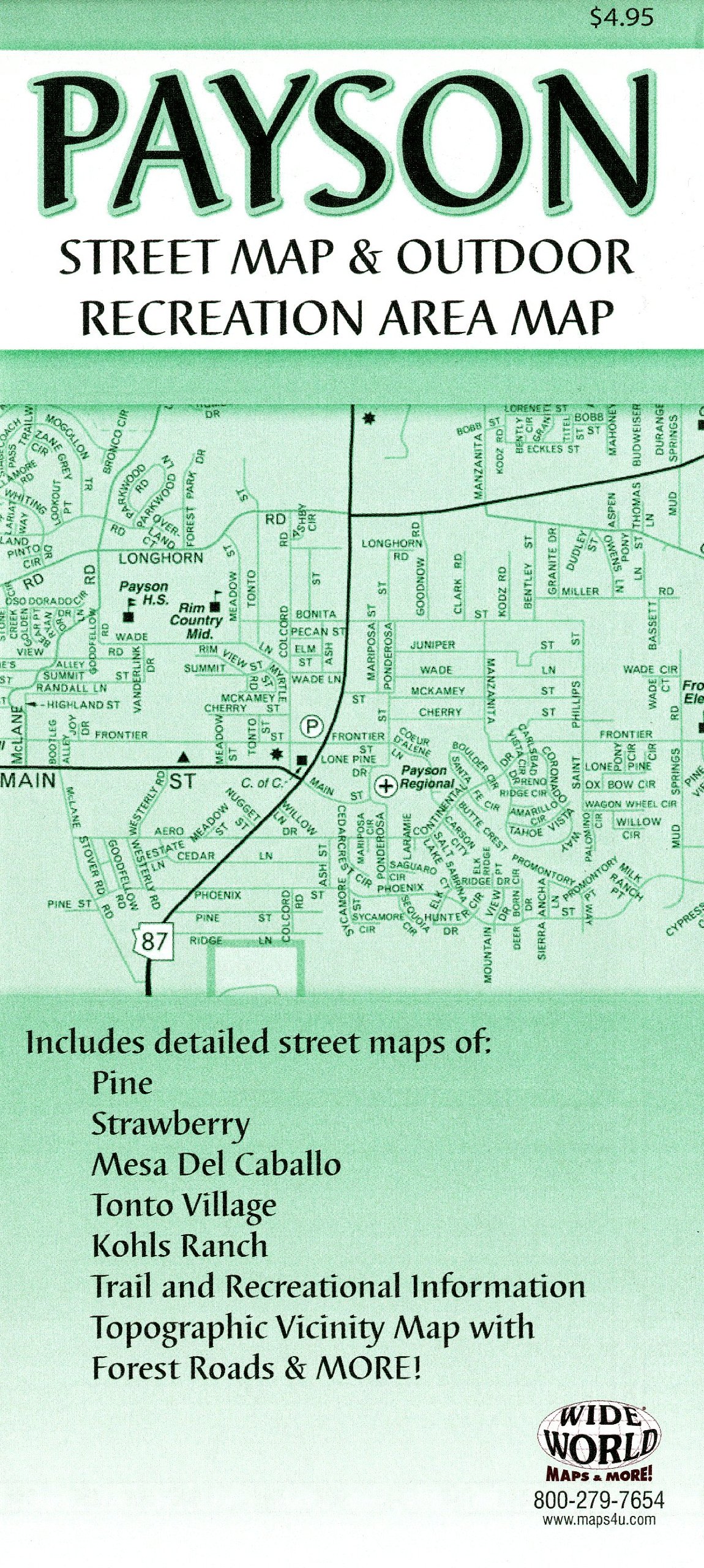 Payson Street Map & Outdoor Recreation Area Map: Phoenix Mapping ...