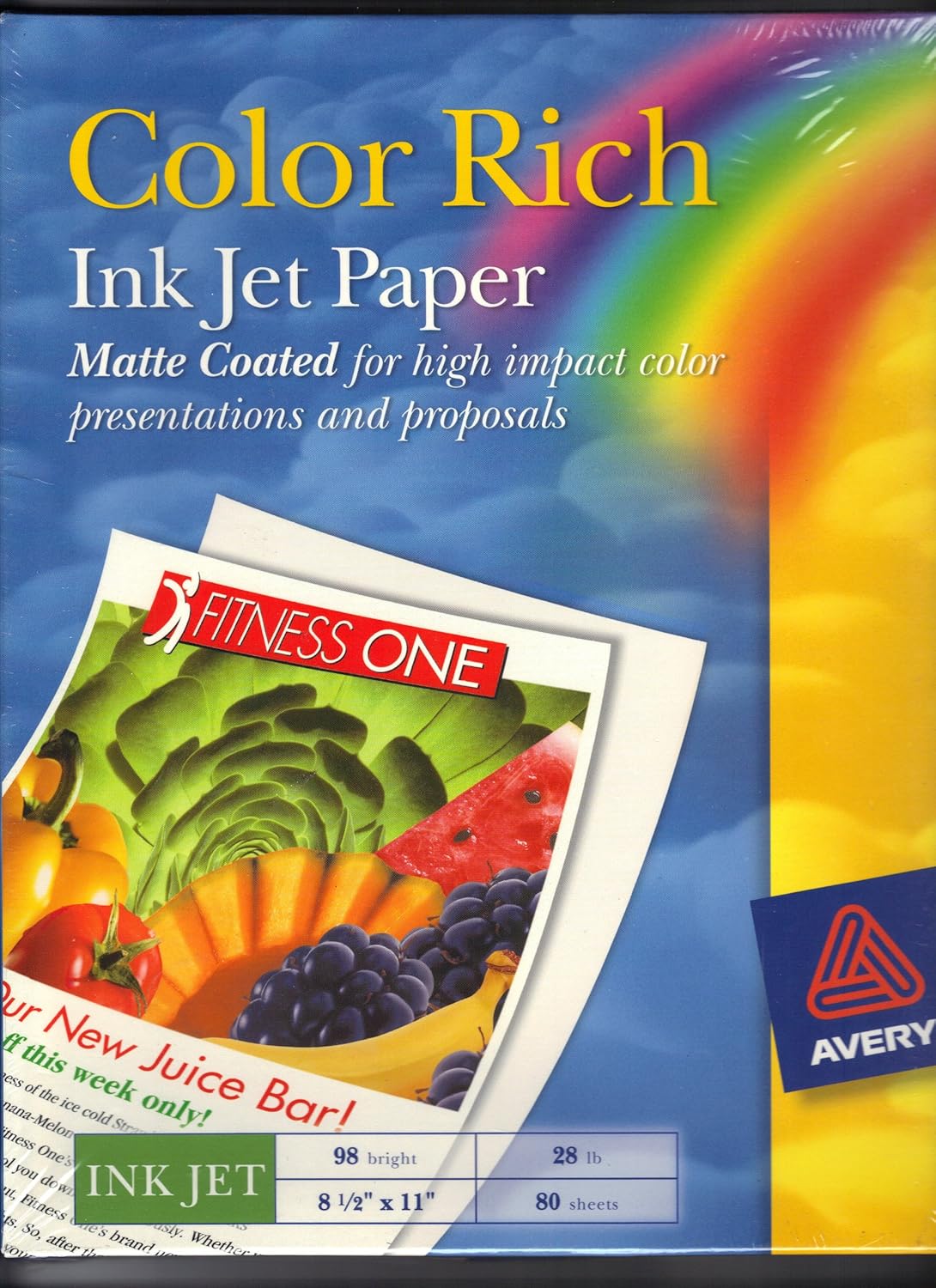 Avery Color Rich/Matte Coated Inkjet Paper 98 Bright 28LB 80Sheets ...