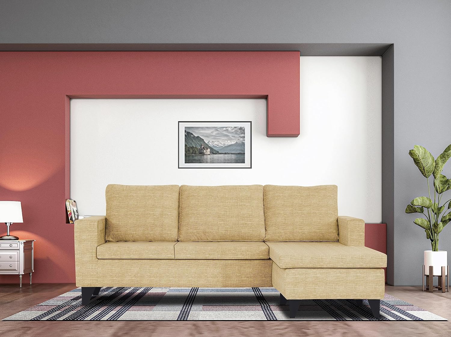 Sofa Architect Alexia Decent L Shape 4 Seater Sofa Set (Beige) : Amazon ...