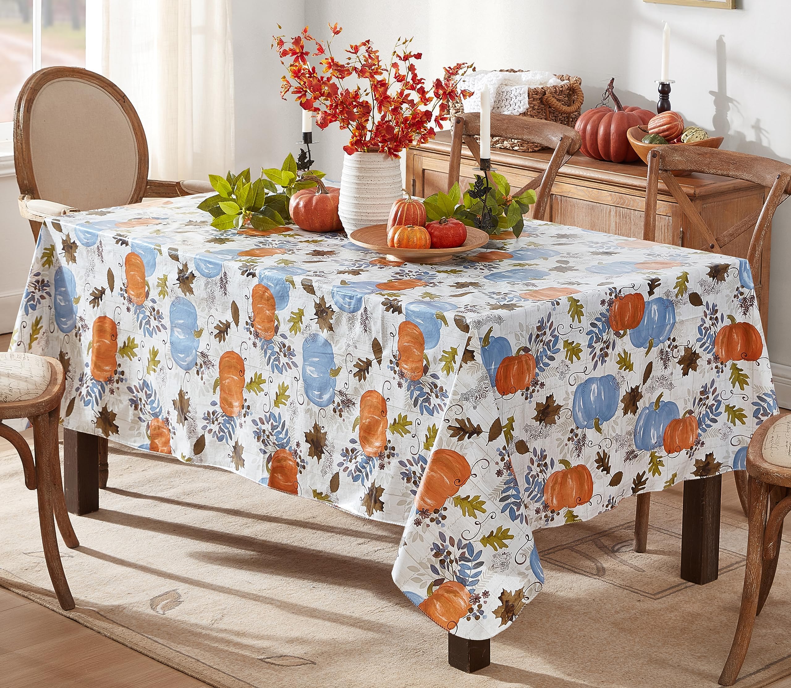 Amazon.com: HAPPY DEALS ~ Fall Trucks Pumpkins Tablecloth | Flannel ...