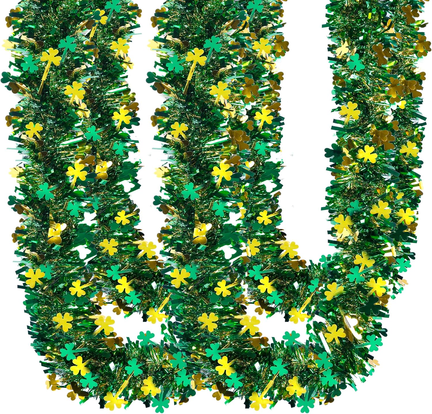 Amazon.com: Sggvecsy 39.3FT St.Patrick's Day Tinsel Garland Shamrock ...