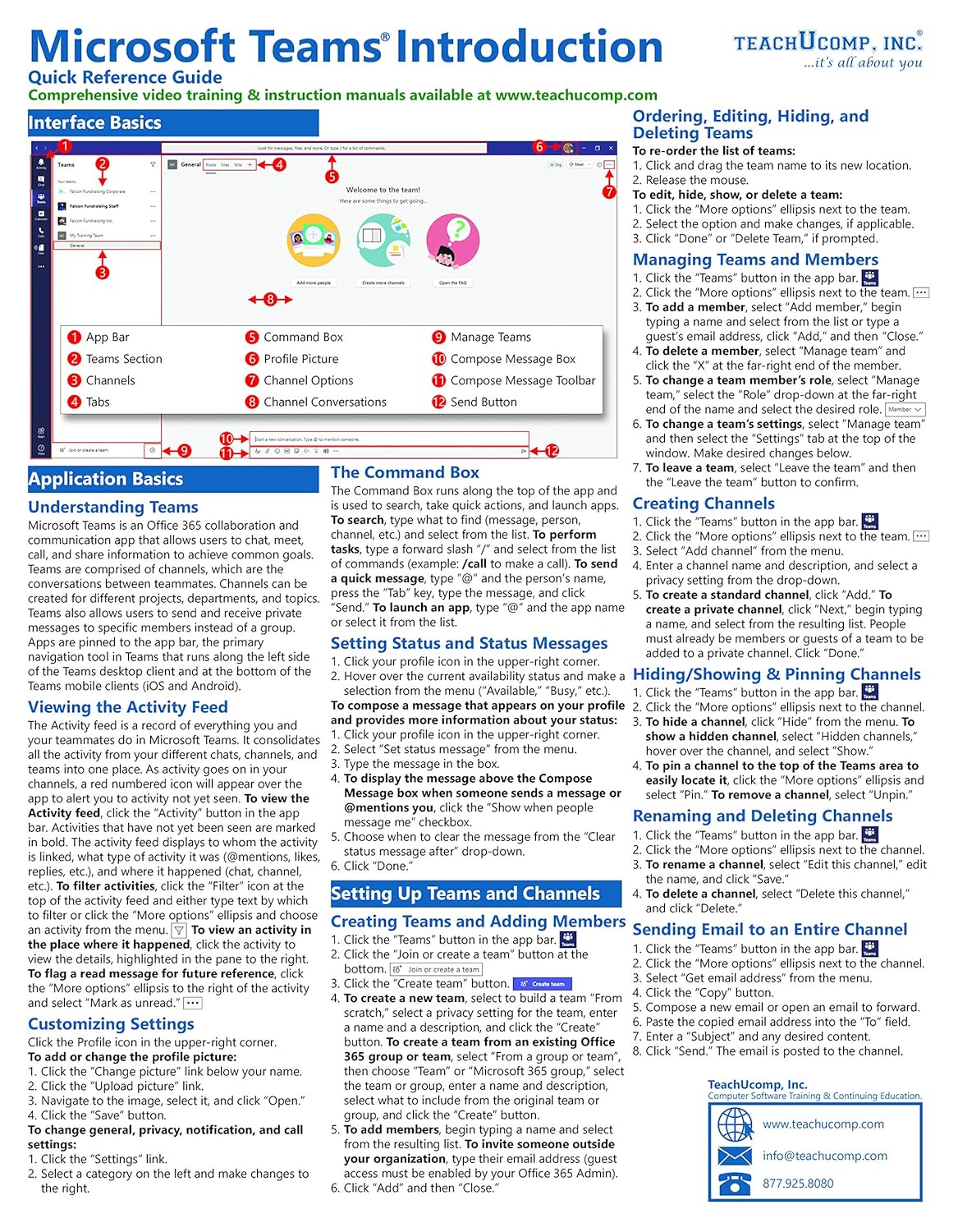 Microsoft TEAMS Introductory Quick Reference Training Tutorial Guide ...